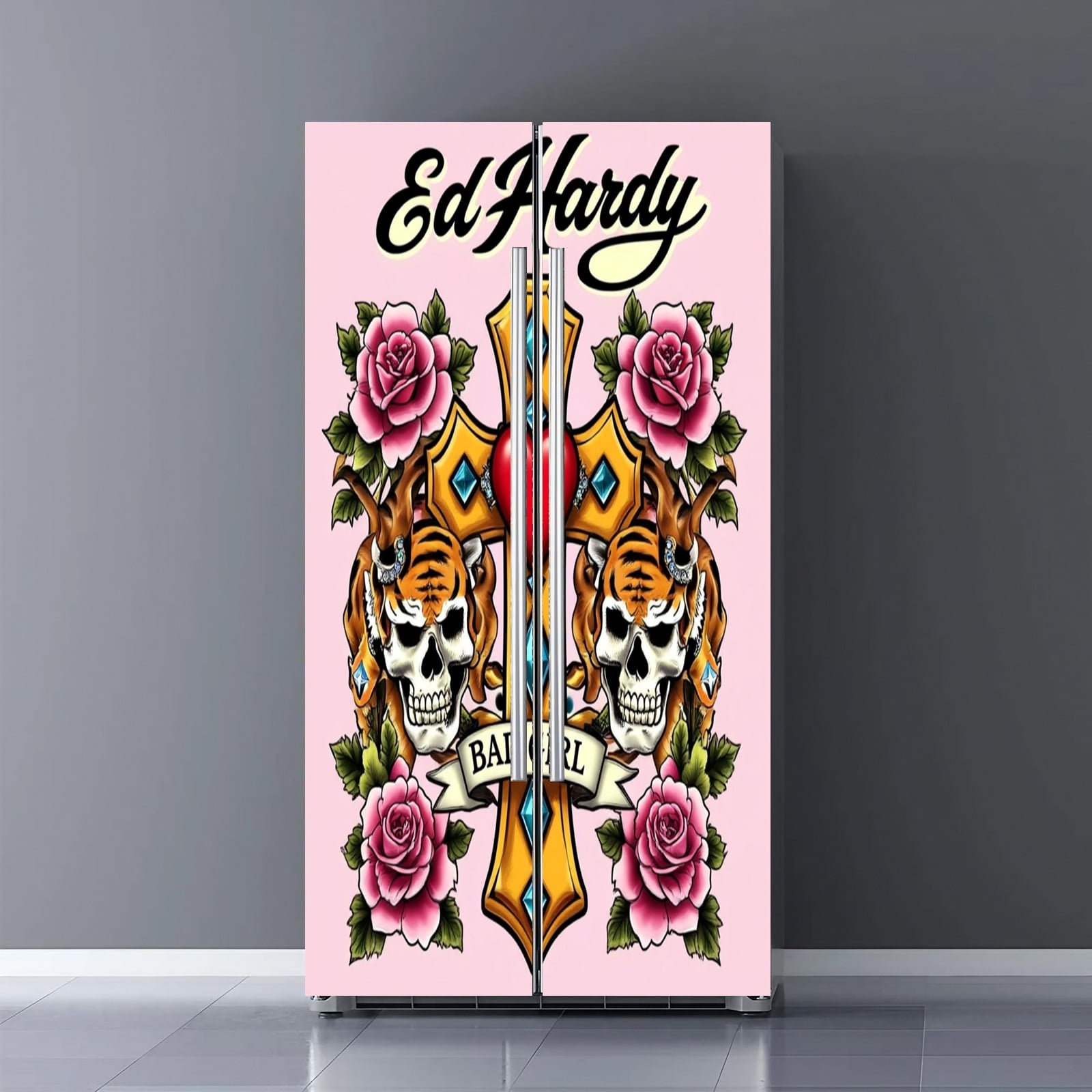 Fridge Door Wrap Vinyl Sticker Decor Front Refrigerator PVC Wallpaper ...