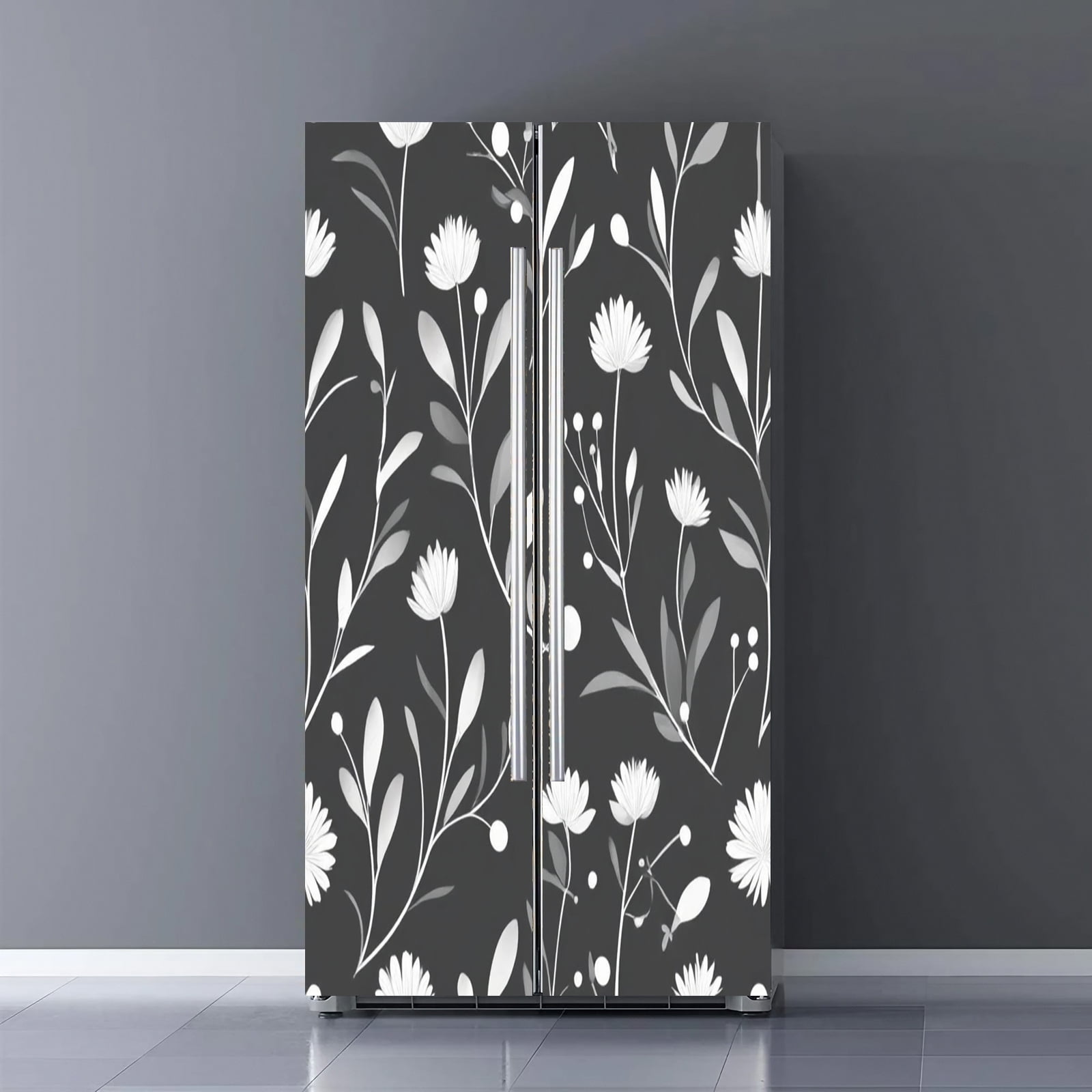 Fridge Door Wrap Vinyl Sticker Decor Front Refrigerator PVC Wallpaper ...