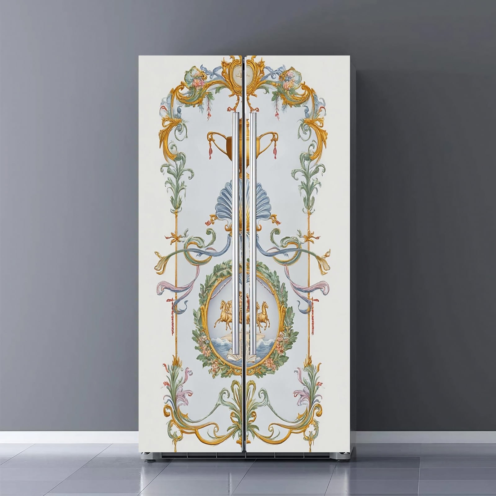 Fridge Door Wrap Vinyl Sticker Decor Front Refrigerator PVC Wallpaper ...