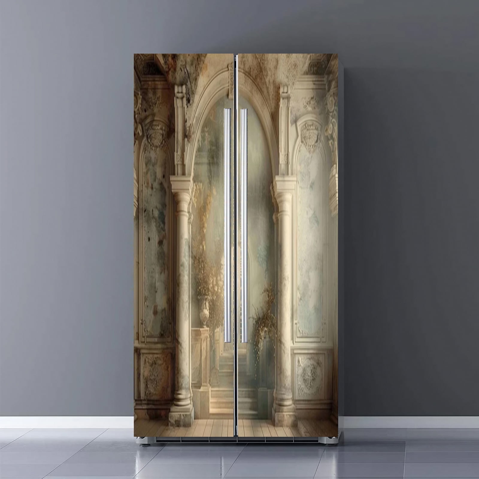 Fridge Door Wrap Vinyl Sticker Decor Front Refrigerator PVC Wallpaper ...