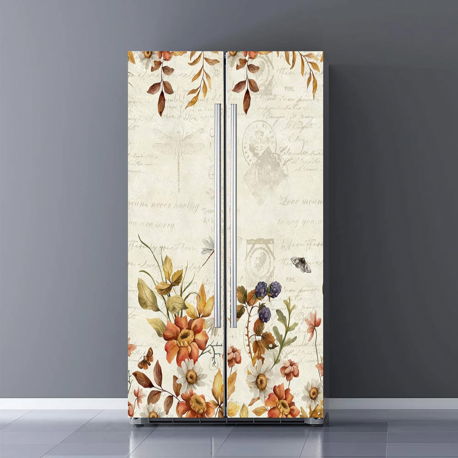 Fridge Door Wrap Vinyl Sticker Decor Front Refrigerator PVC Wallpaper ...
