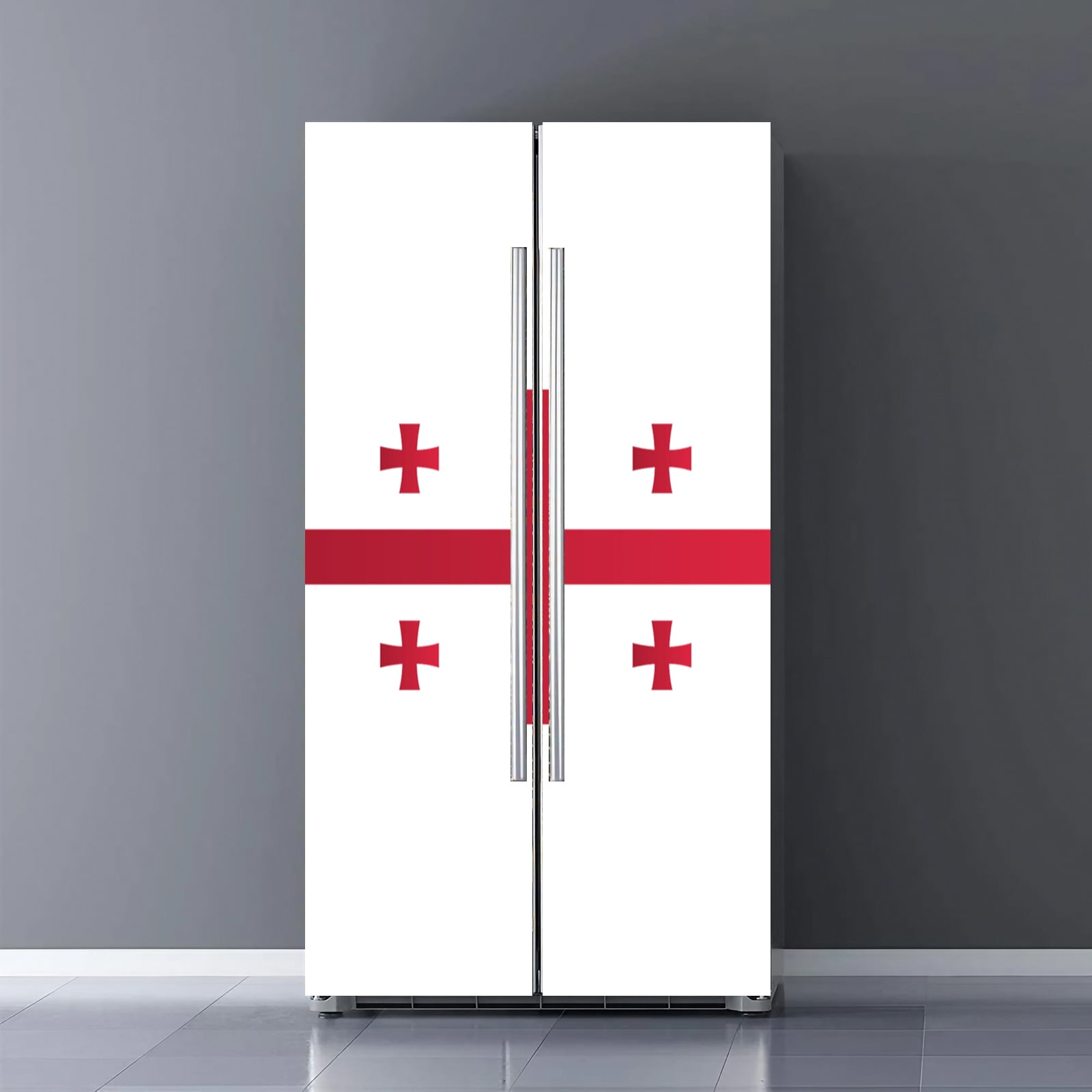 Fridge Door Wrap Vinyl Sticker Decor Front Refrigerator PVC Wallpaper Decal Flag of Georgia ...