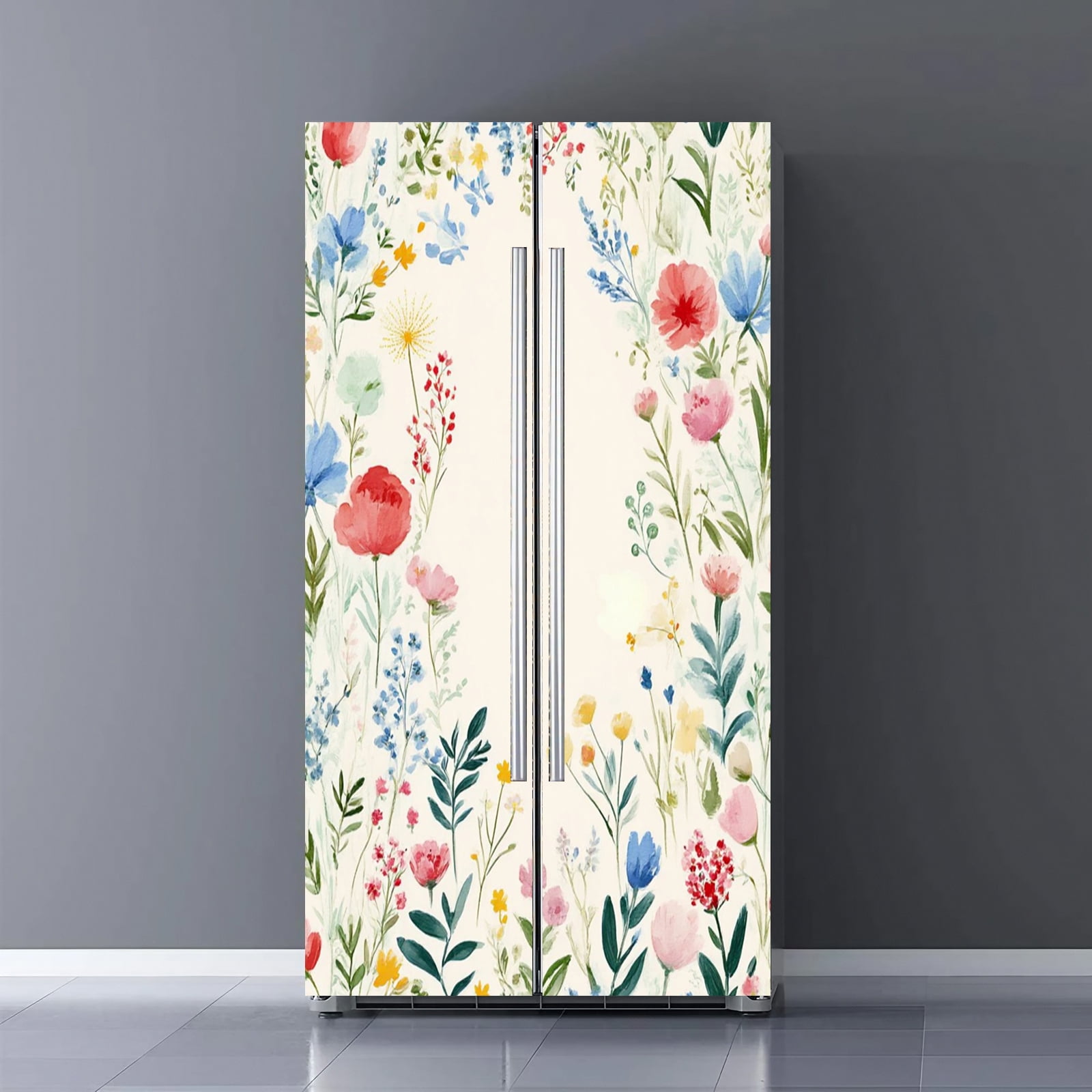 Fridge Door Wrap Vinyl Sticker Decor Front Refrigerator PVC Wallpaper ...