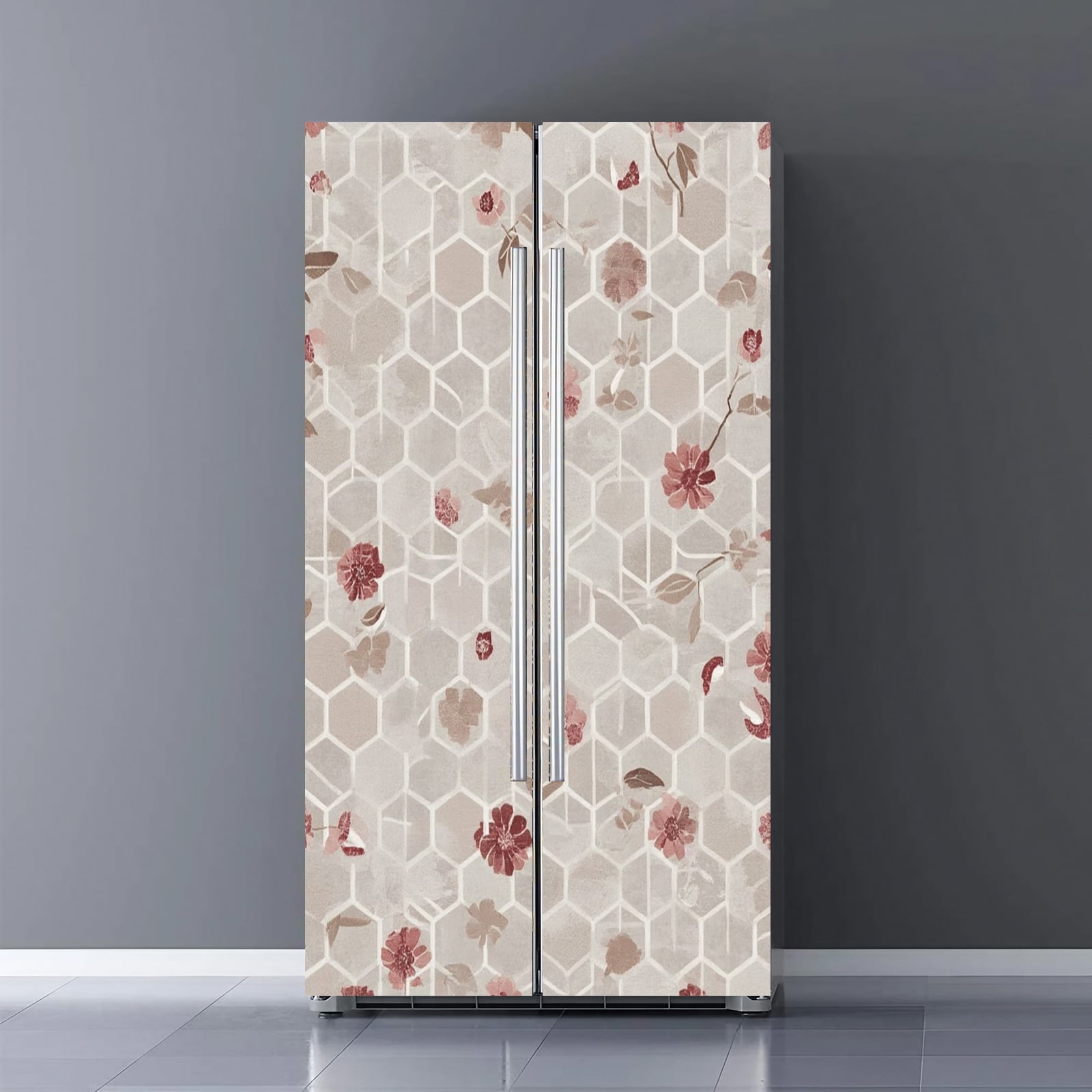 Fridge Door Wrap Vinyl Sticker Decor Front Refrigerator PVC Wallpaper ...
