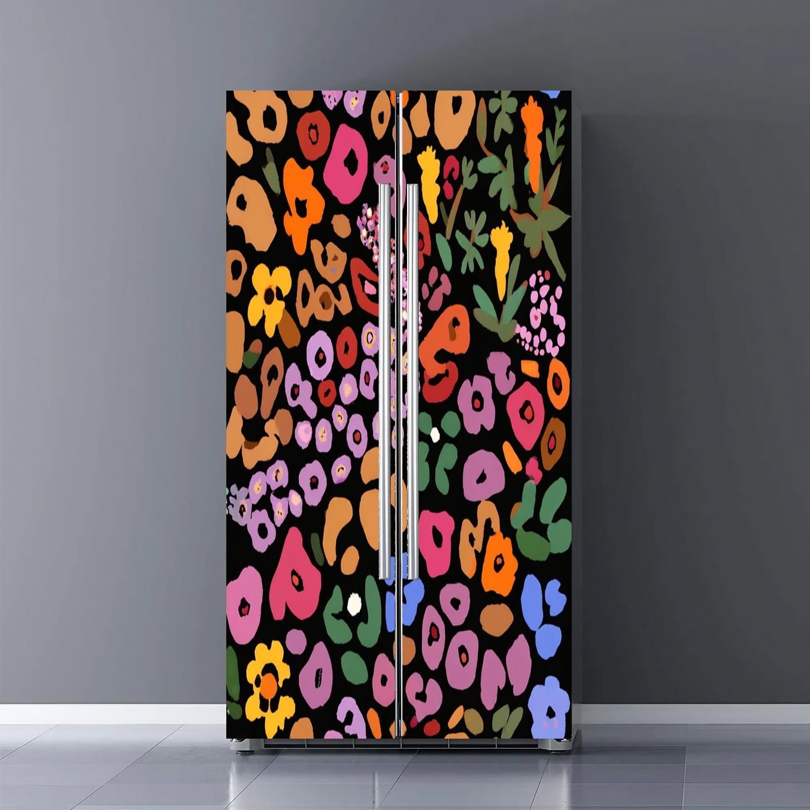 Fridge Door Wrap Vinyl Sticker Decor Front Refrigerator PVC Wallpaper ...
