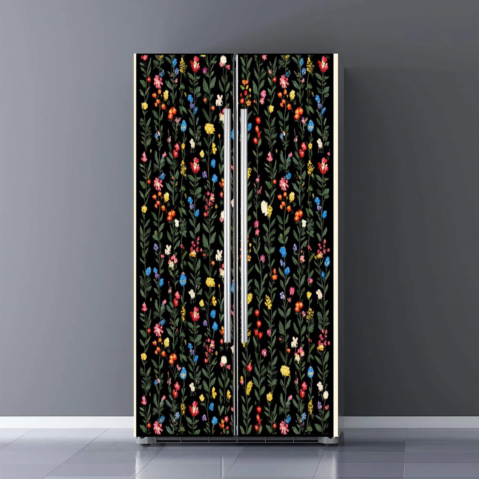 Fridge Door Wrap Vinyl Sticker Decor Front Refrigerator PVC Wallpaper ...