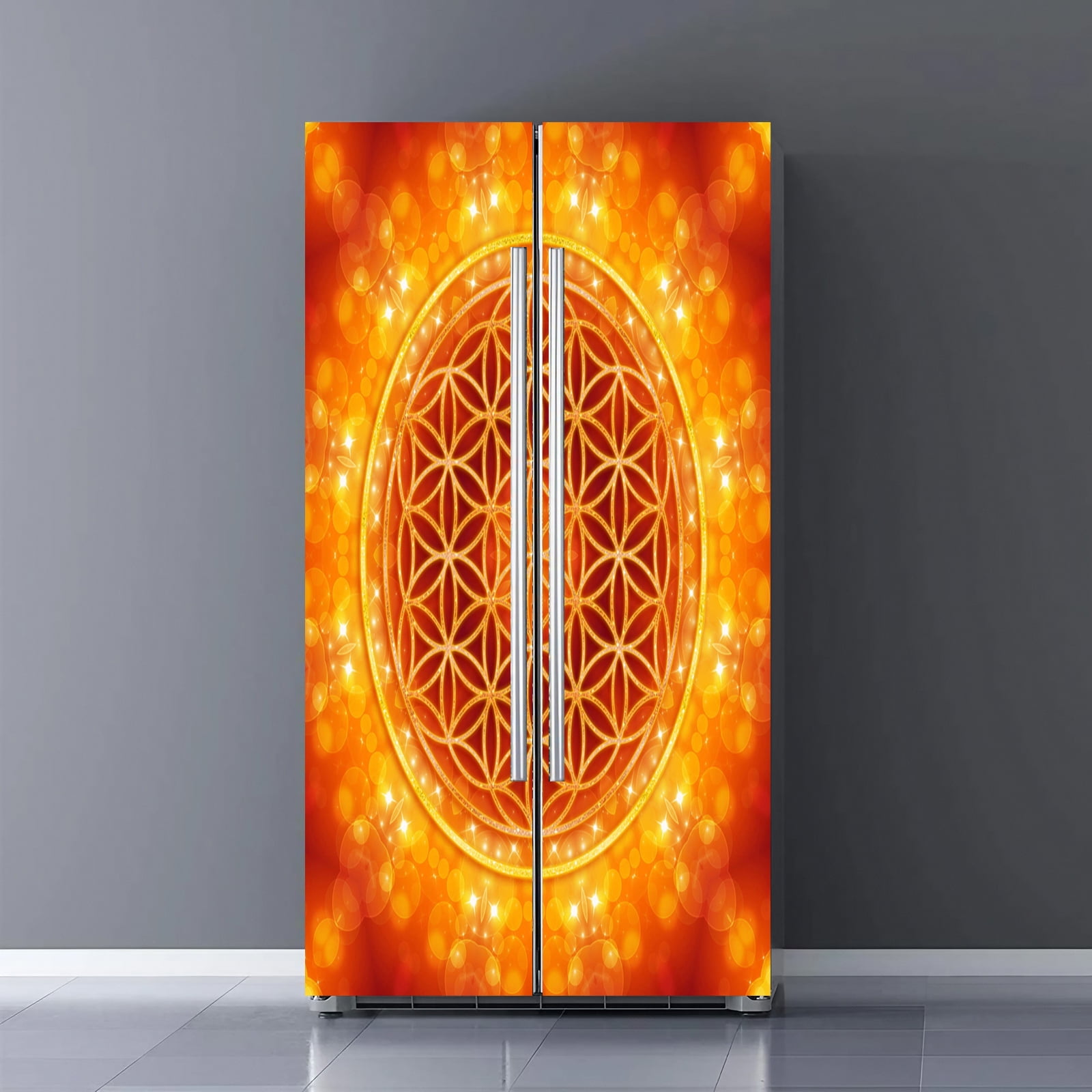 Fridge Door Wrap Vinyl Sticker Decor Front Refrigerator PVC Wallpaper ...