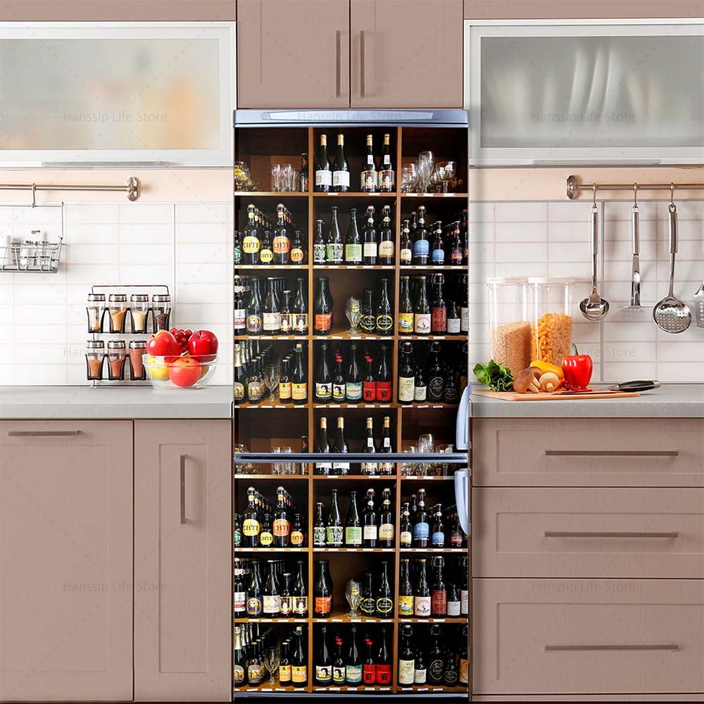 Fridge Door Wrap Vinyl Sticker - Decor Front Refrigerator PVC Wallpaper ...