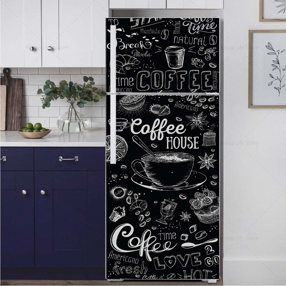 Fridge Door Wrap Vinyl Sticker - Decor Front Refrigerator PVC Wallpaper ...