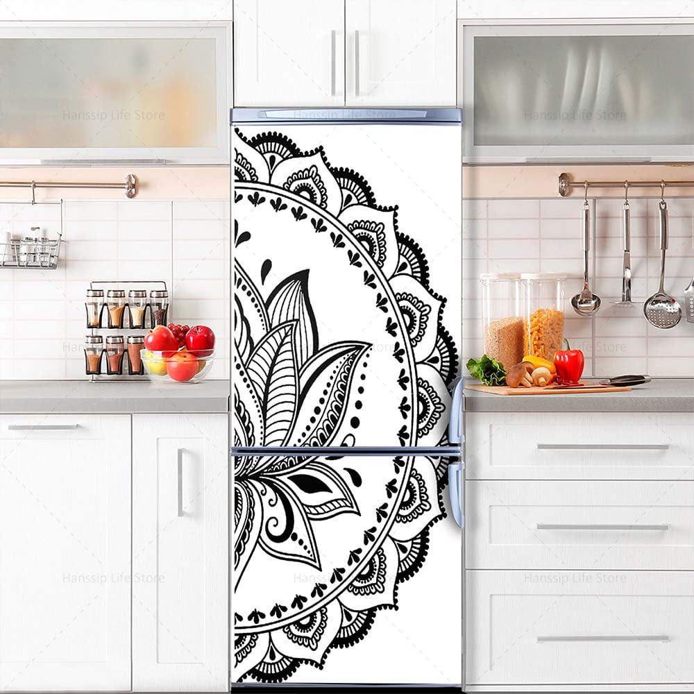 Fridge Door Wrap Vinyl Sticker - Decor Front Refrigerator PVC Wallpaper ...
