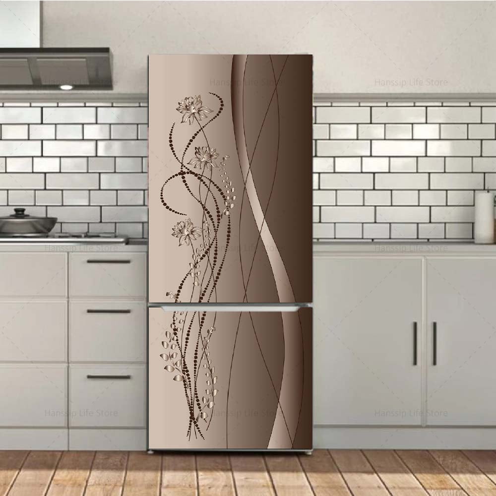 Fridge Door Wrap Vinyl Sticker - Decor Front Refrigerator PVC Wallpaper ...