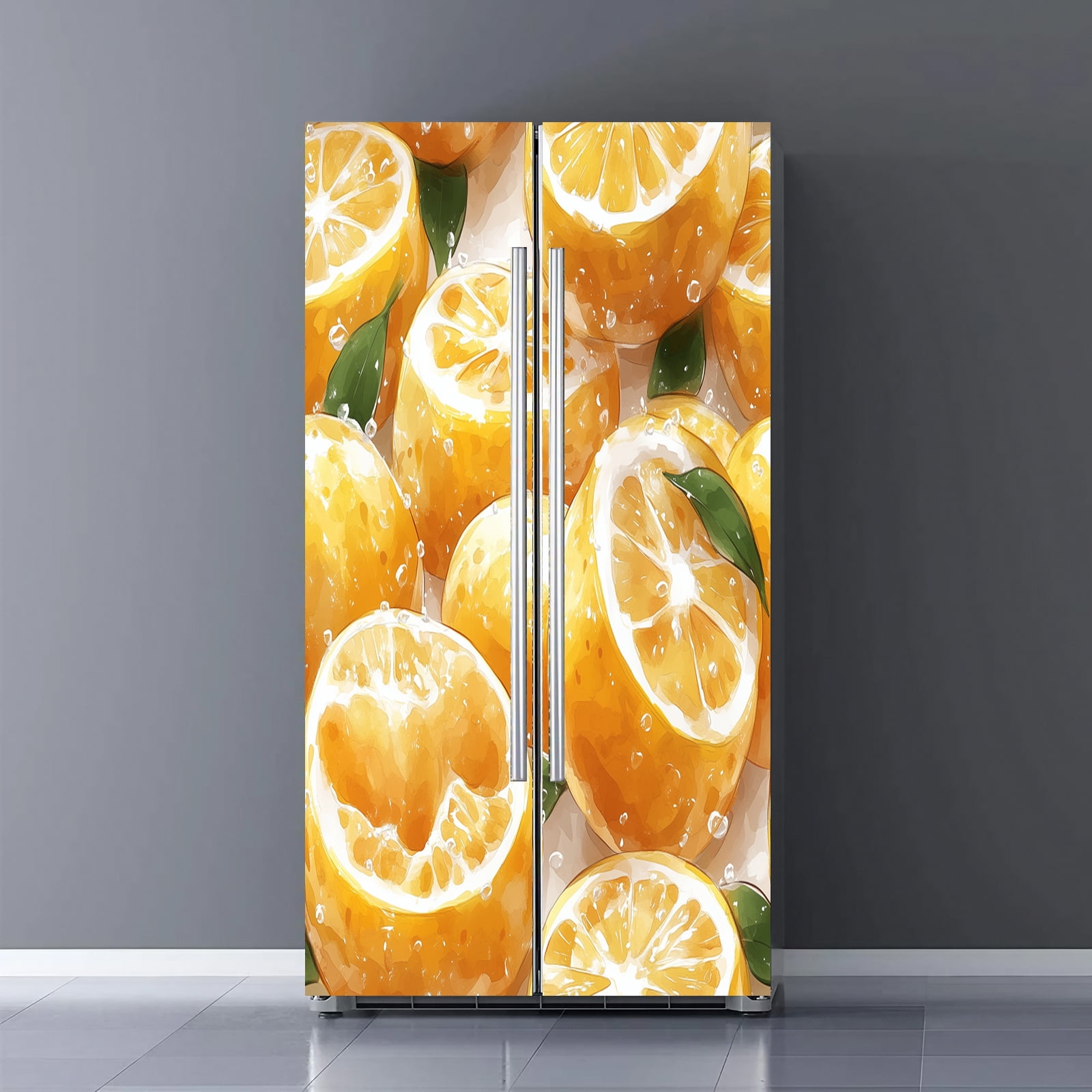 Fridge Door Wrap Vinyl Sticker Decor Front Refrigerator PVC Wallpaper ...