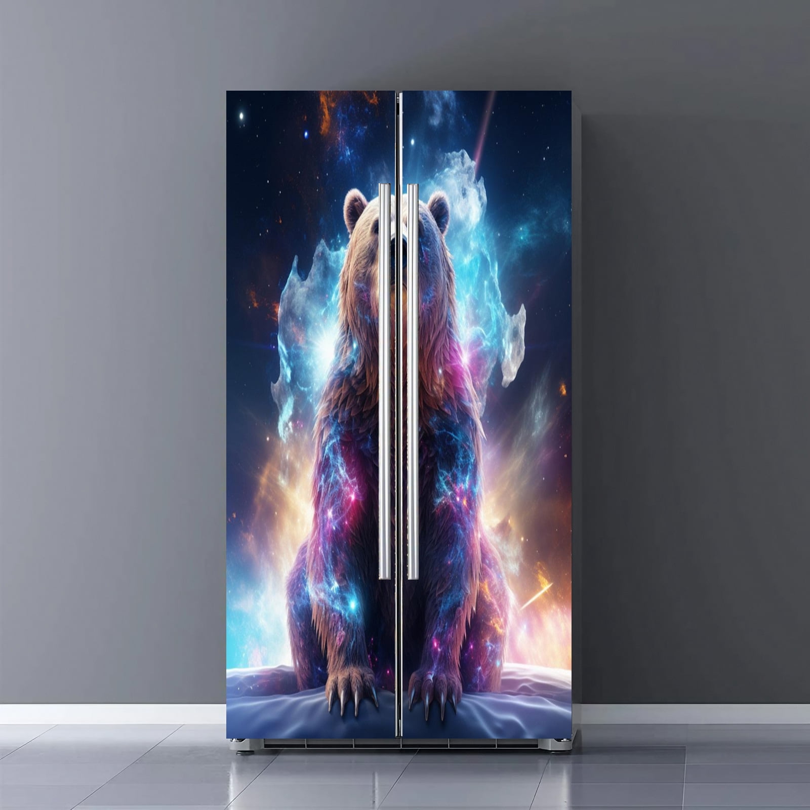 Fridge Door Wrap Vinyl Sticker Decor Front Refrigerator PVC Wallpaper ...
