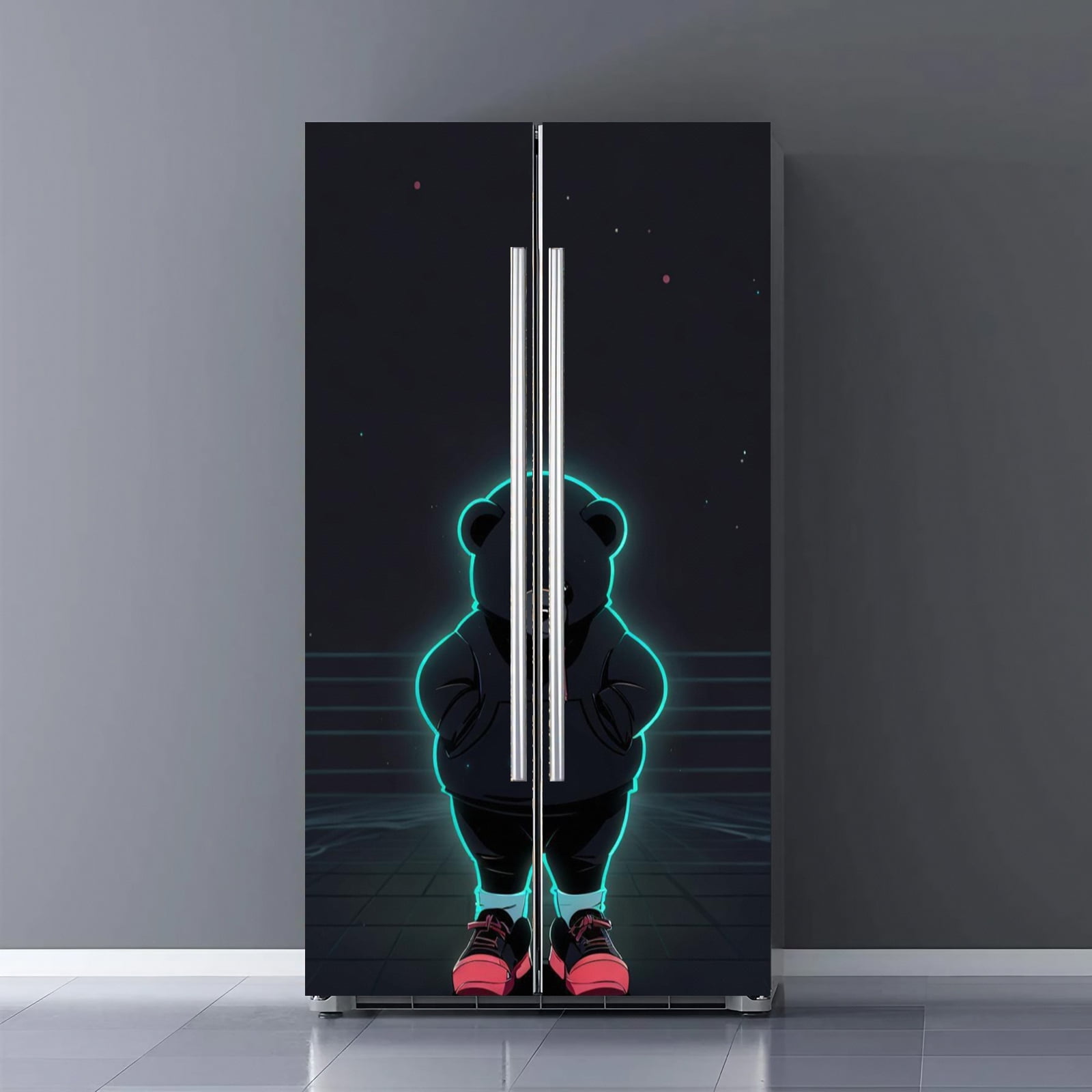 Fridge Door Wrap Vinyl Sticker Decor Front Refrigerator PVC Wallpaper ...