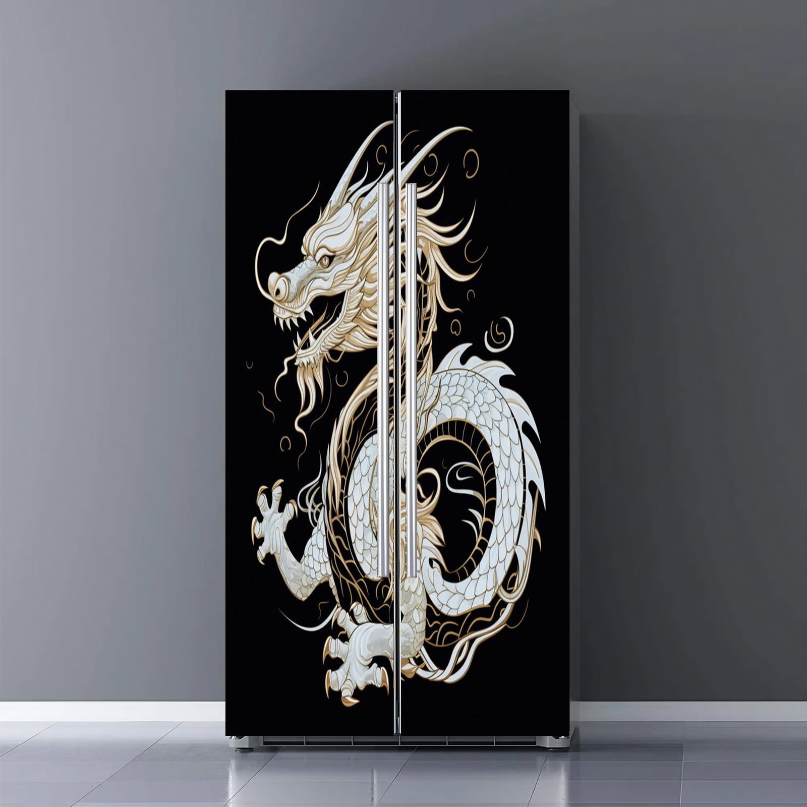 Fridge Door Wrap Vinyl Sticker Decor Front Refrigerator PVC Wallpaper ...