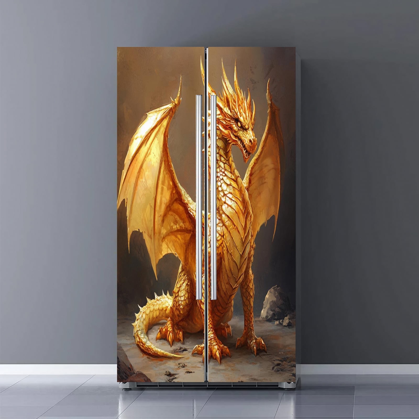 Fridge Door Wrap Vinyl Sticker Decor Front Refrigerator PVC Wallpaper ...