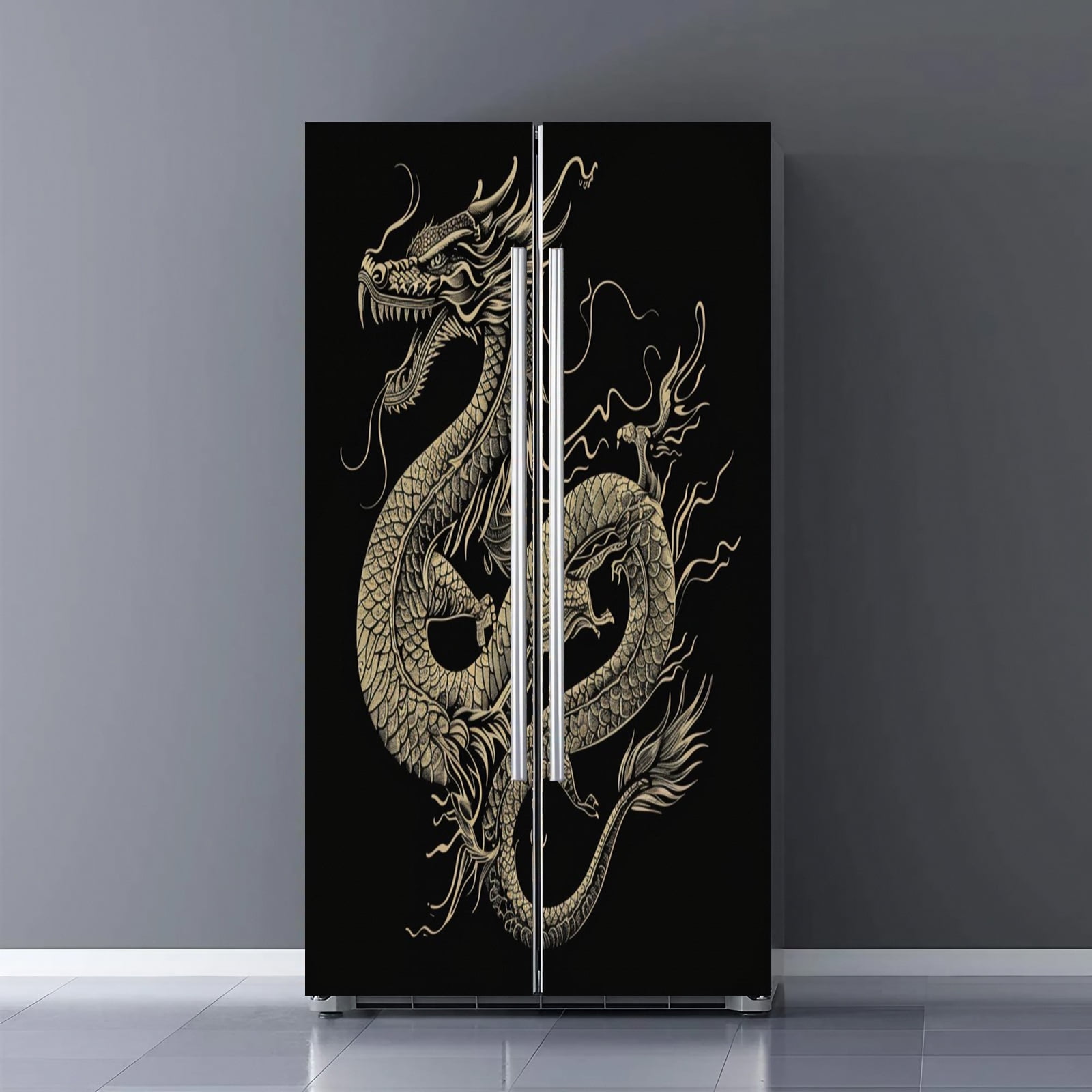 Fridge Door Wrap Vinyl Sticker Decor Front Refrigerator PVC Wallpaper ...