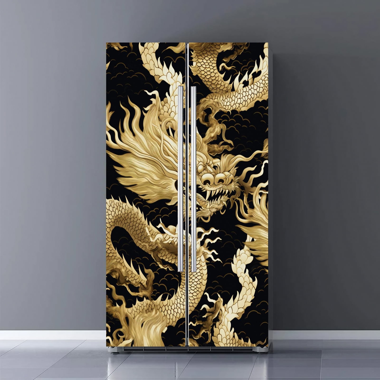 Fridge Door Wrap Vinyl Sticker Decor Front Refrigerator PVC Wallpaper ...