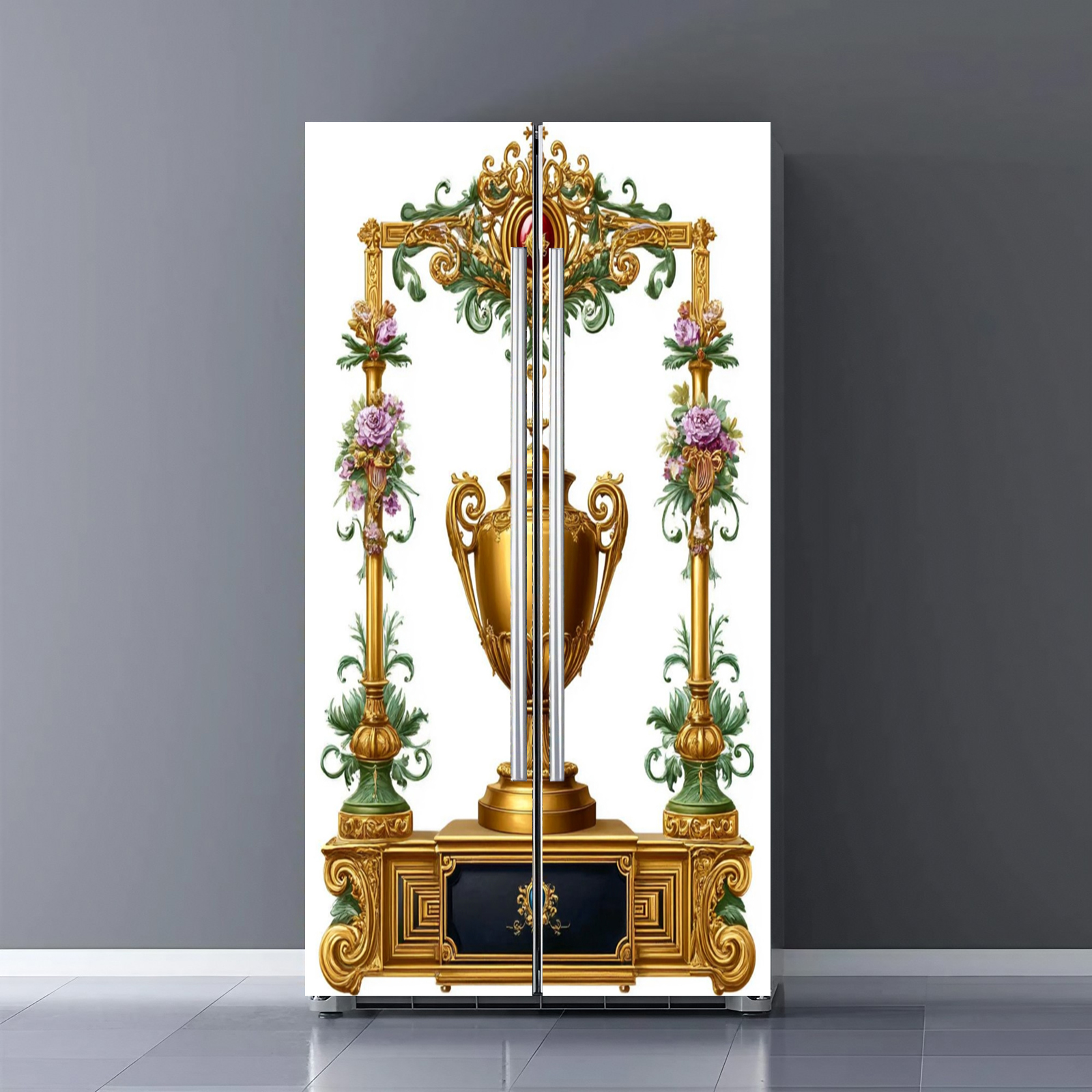 Fridge Door Wrap Vinyl Sticker Decor Front Refrigerator PVC Wallpaper ...