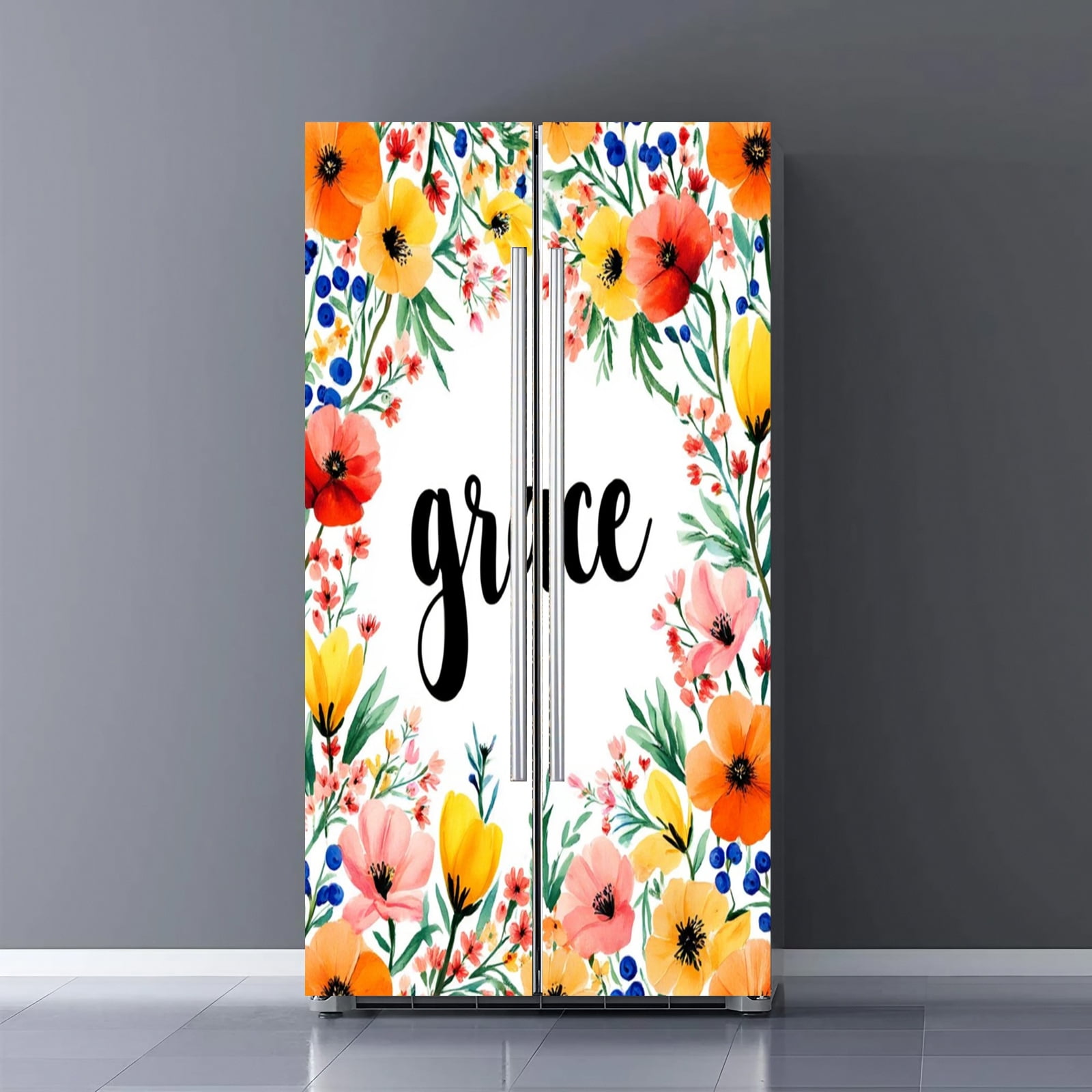 Fridge Door Wrap Vinyl Sticker Decor Front Refrigerator PVC Wallpaper ...