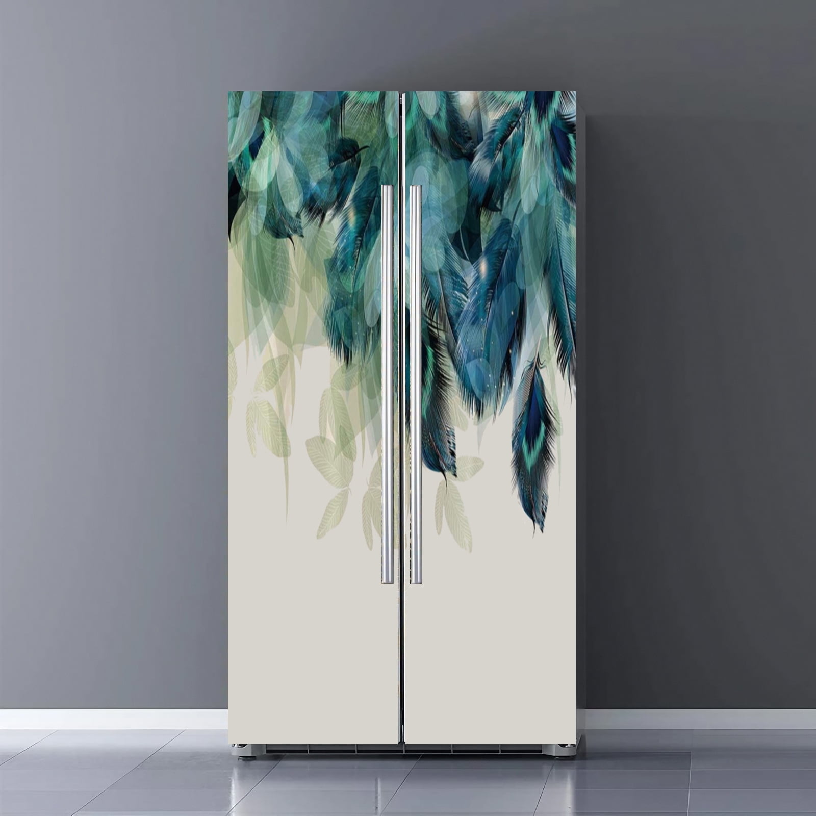 Fridge Door Wrap Vinyl Sticker Decor Front Refrigerator PVC Wallpaper ...