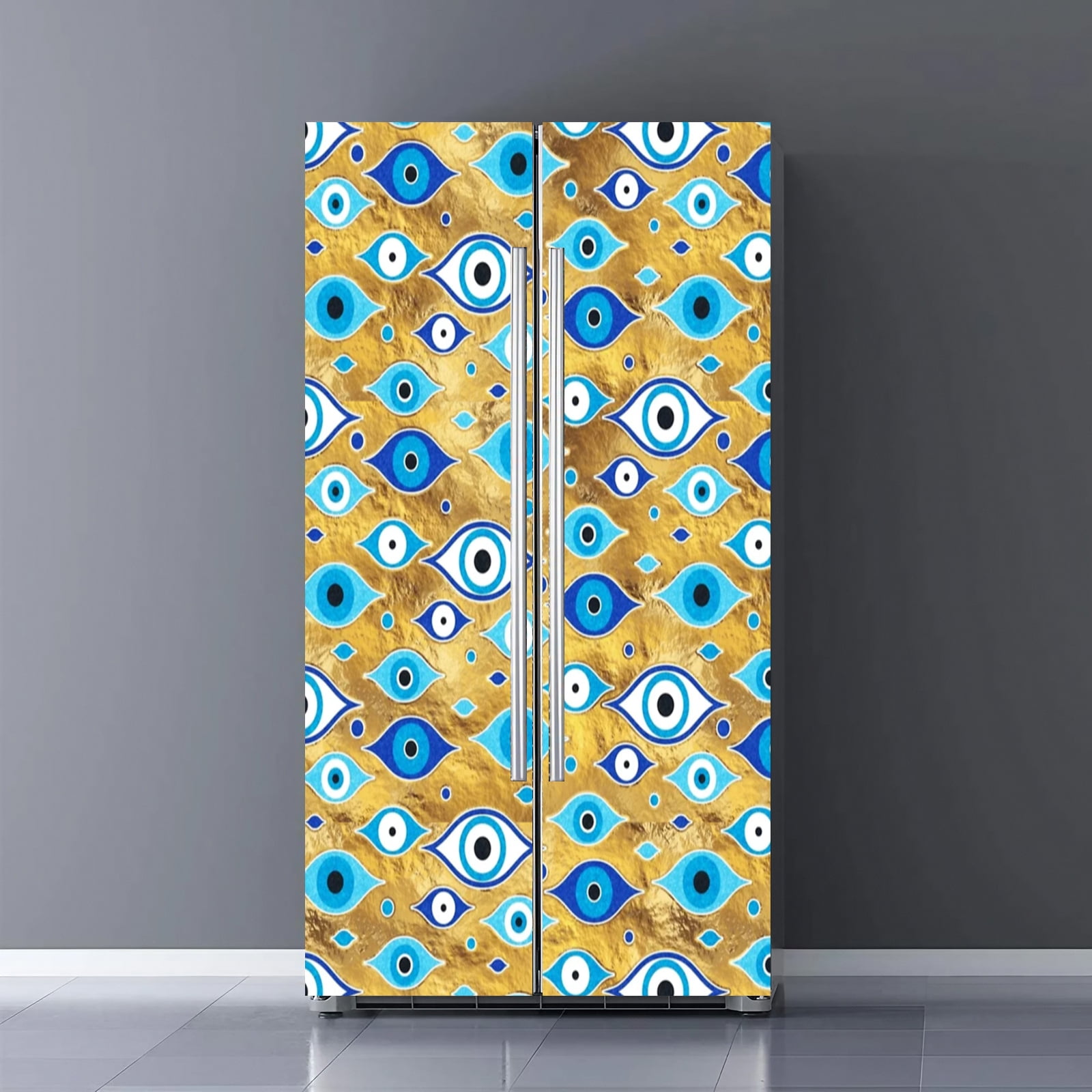 Fridge Door Wrap Vinyl Sticker Decor Front Refrigerator PVC Wallpaper ...