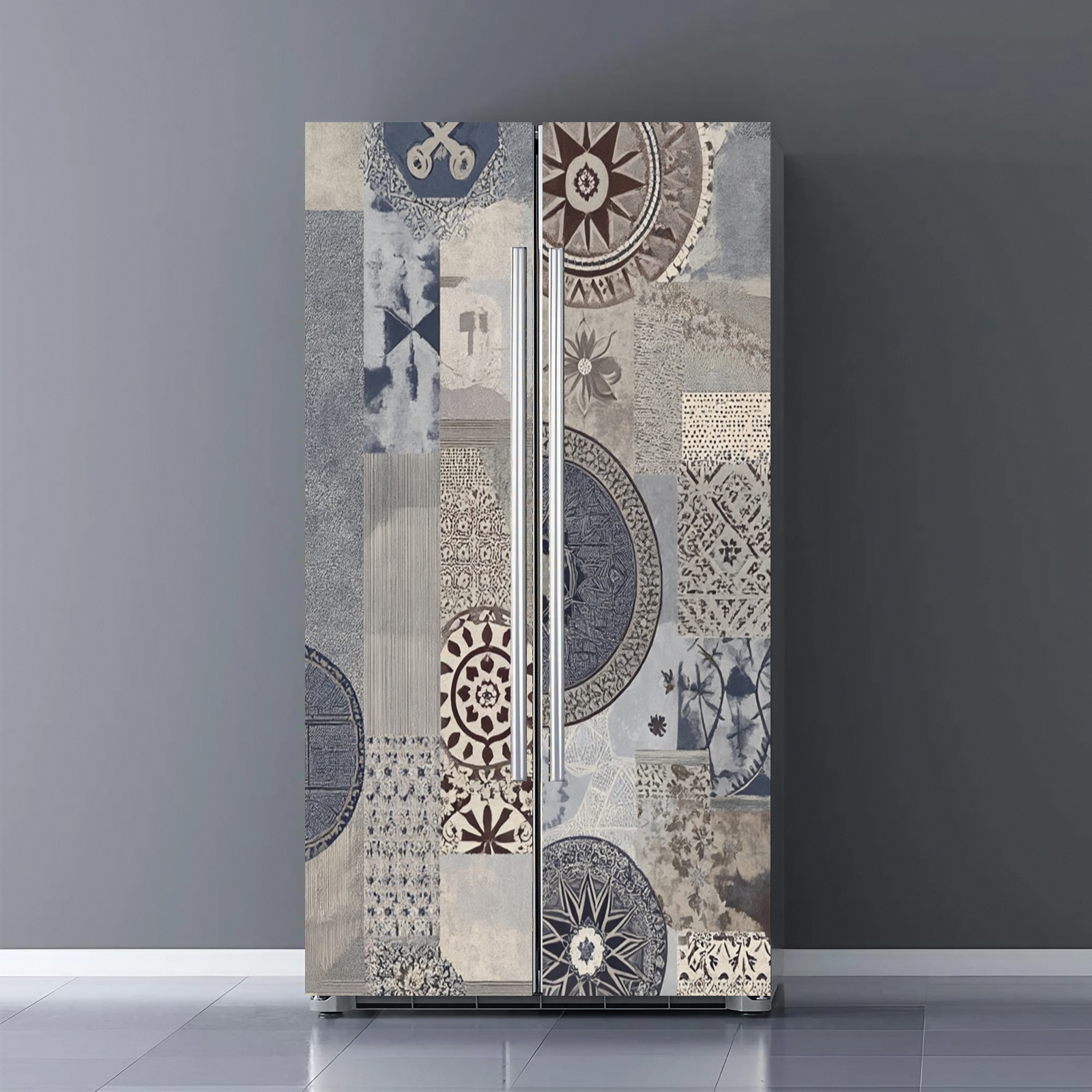 Fridge Door Wrap Vinyl Sticker Decor Front Refrigerator PVC Wallpaper ...