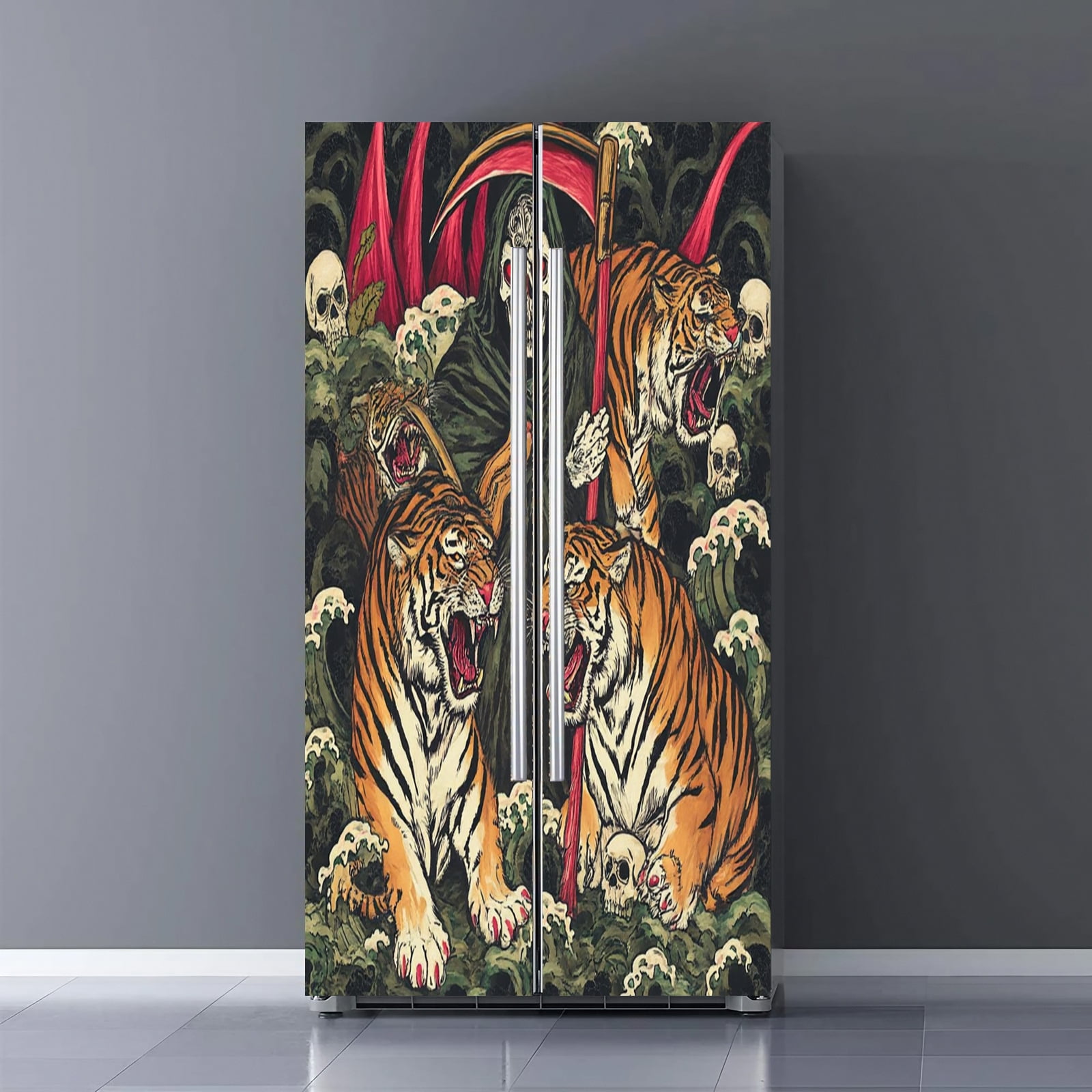 Fridge Door Wrap Vinyl Sticker Decor Front Refrigerator PVC Wallpaper ...