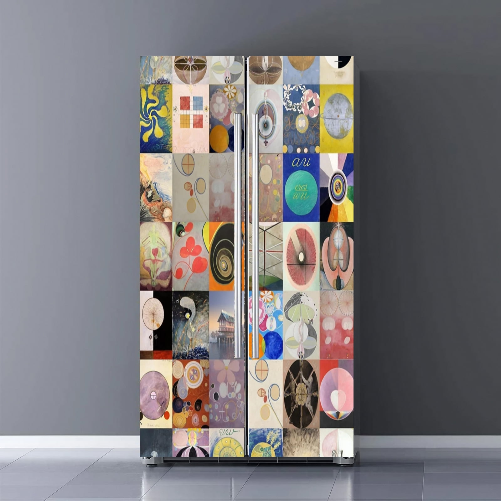 Fridge Door Wrap Vinyl Sticker Decor Front Refrigerator PVC Wallpaper ...