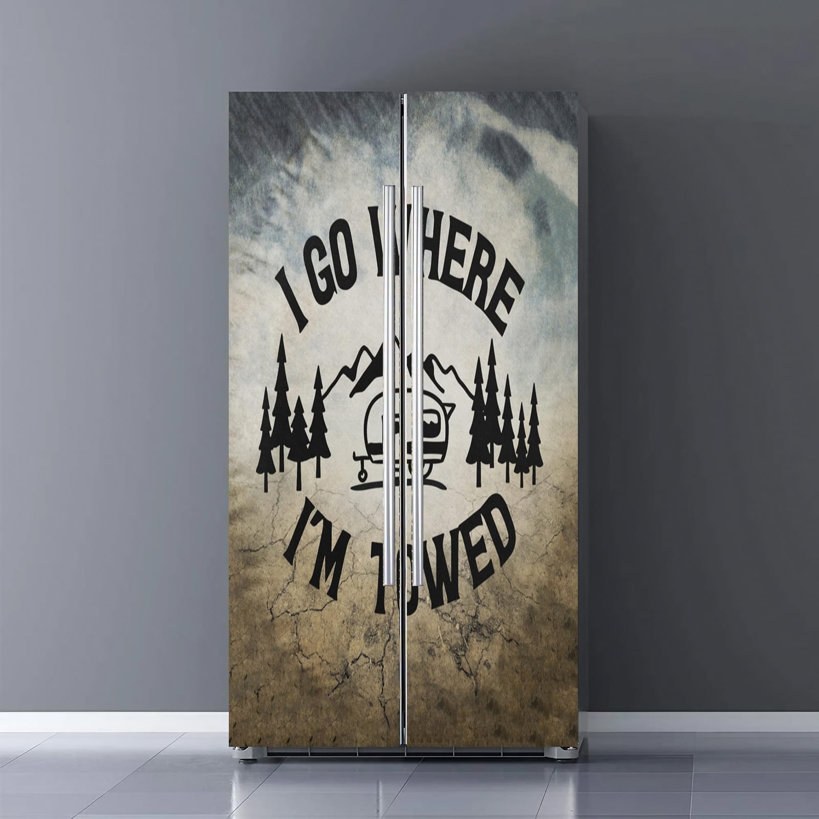 Fridge Door Wrap Vinyl Sticker Decor Front Refrigerator PVC Wallpaper ...