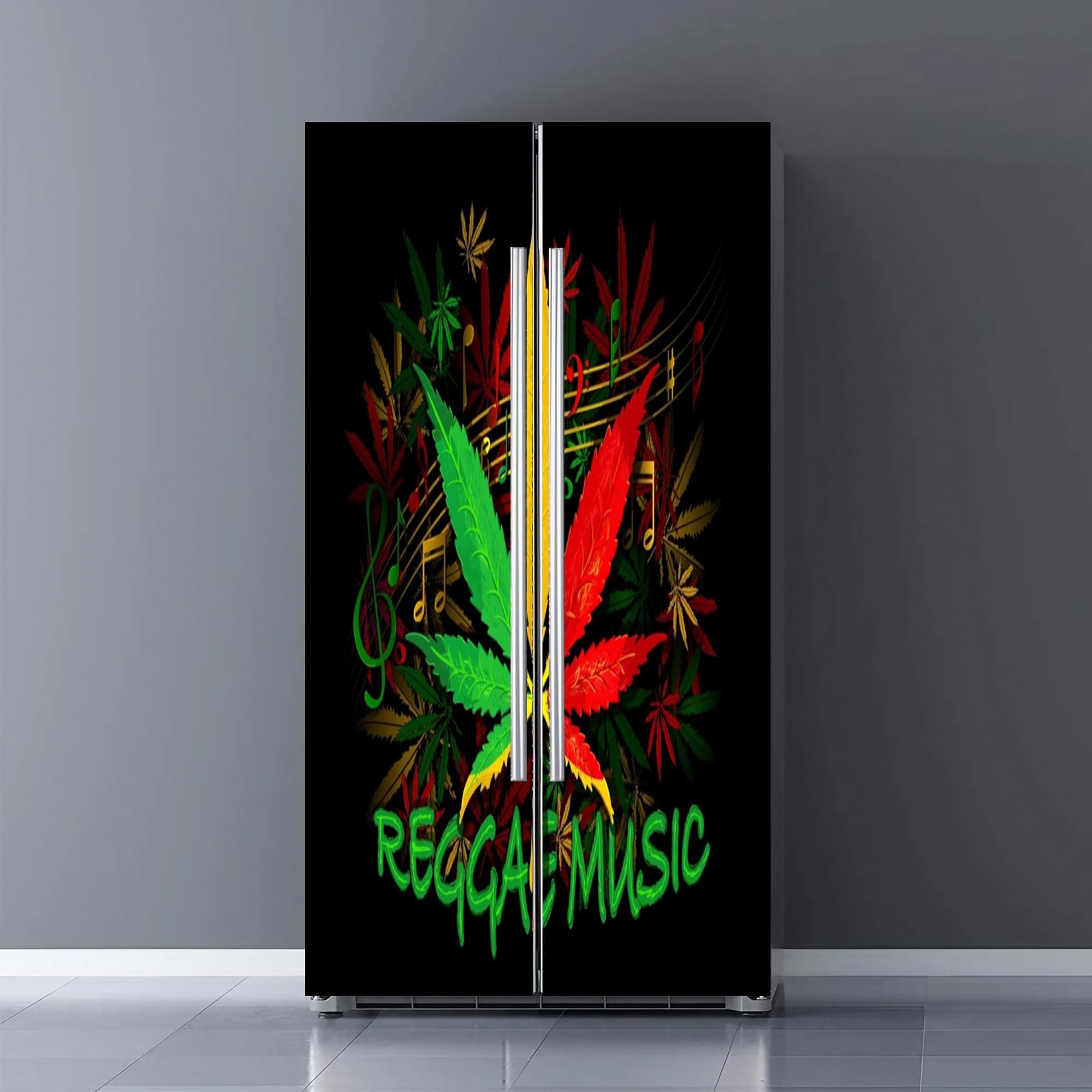 Fridge Door Wrap Vinyl Sticker Decor Front Refrigerator PVC Wallpaper ...