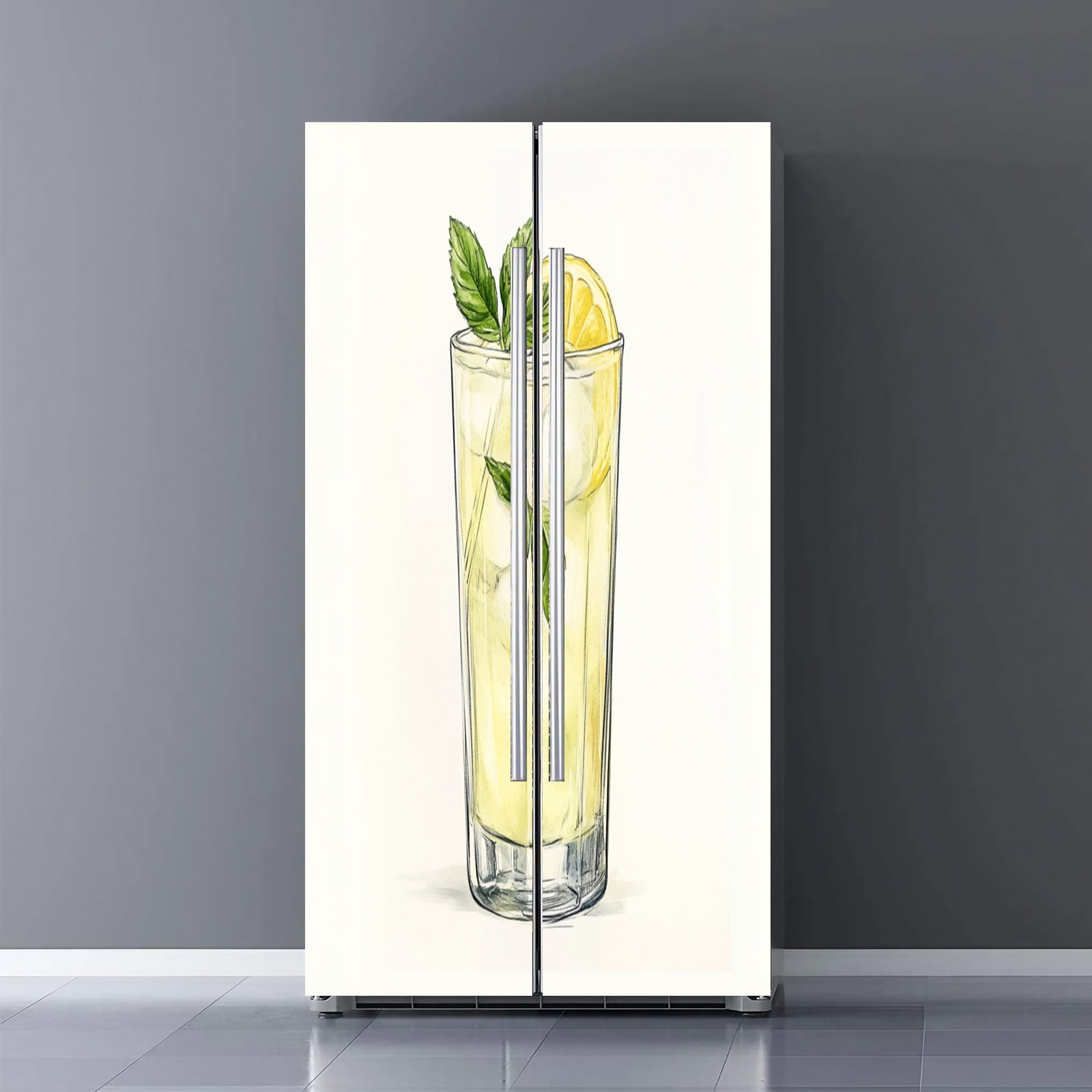 Fridge Door Wrap Vinyl Sticker Decor Front Refrigerator PVC Wallpaper ...