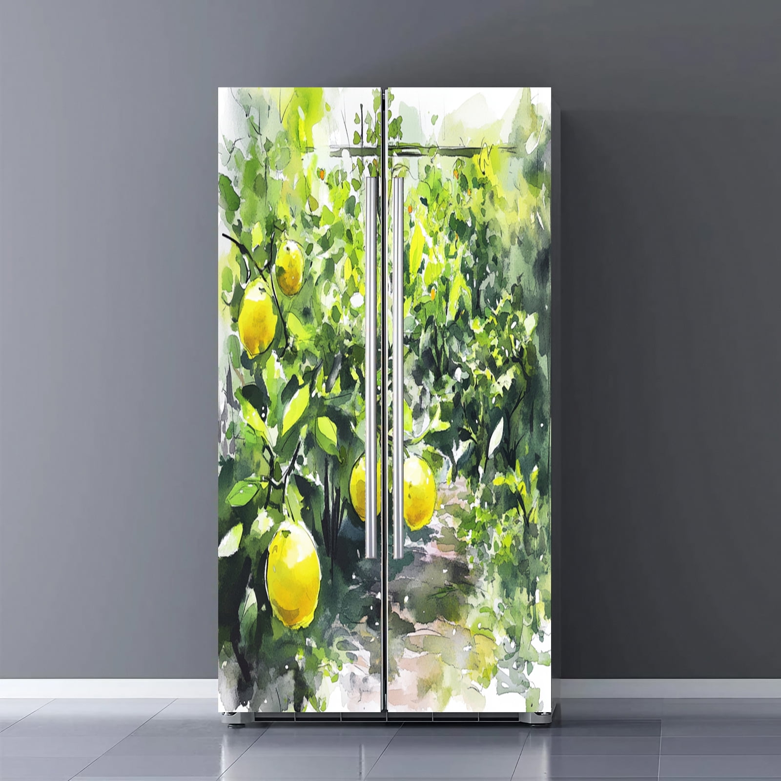 Fridge Door Wrap Vinyl Sticker Decor Front Refrigerator PVC Wallpaper ...