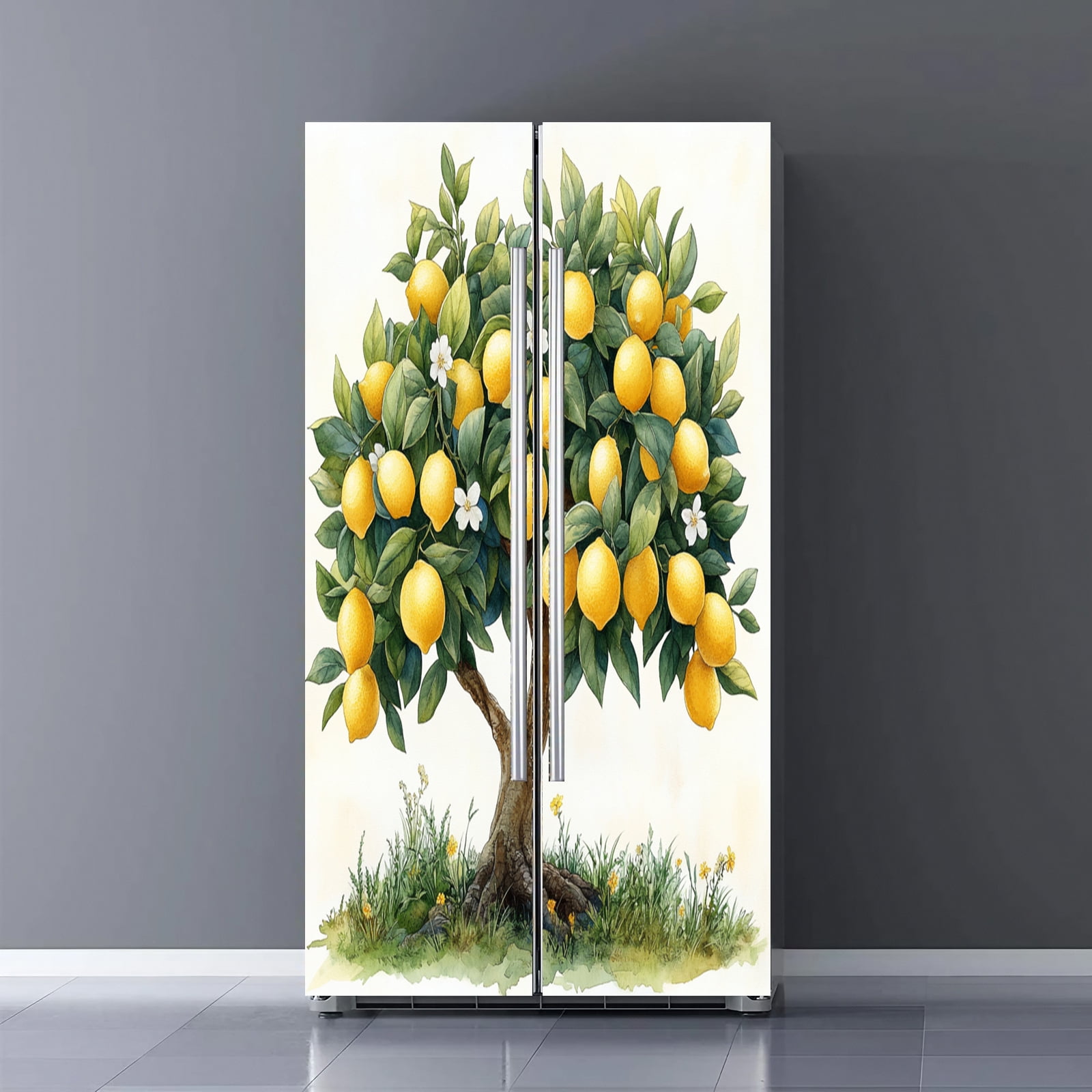 Fridge Door Wrap Vinyl Sticker Decor Front Refrigerator PVC Wallpaper ...