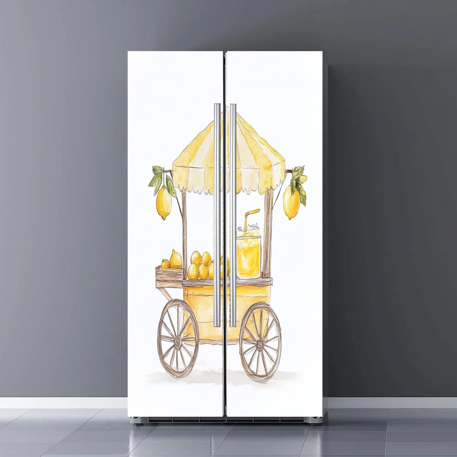 Fridge Door Wrap Vinyl Sticker Decor Front Refrigerator PVC Wallpaper ...