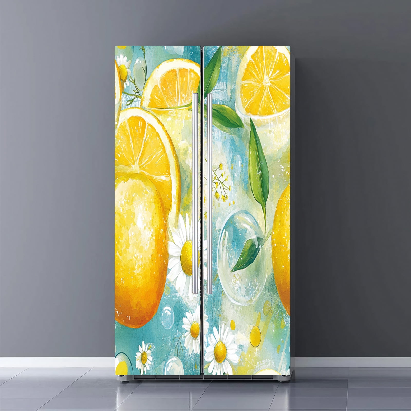 Fridge Door Wrap Vinyl Sticker Decor Front Refrigerator PVC Wallpaper ...