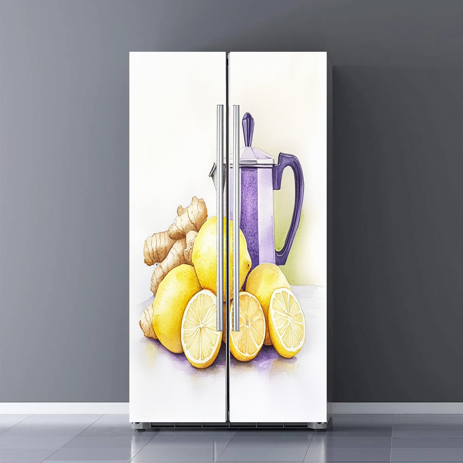 Fridge Door Wrap Vinyl Sticker Decor Front Refrigerator PVC Wallpaper ...
