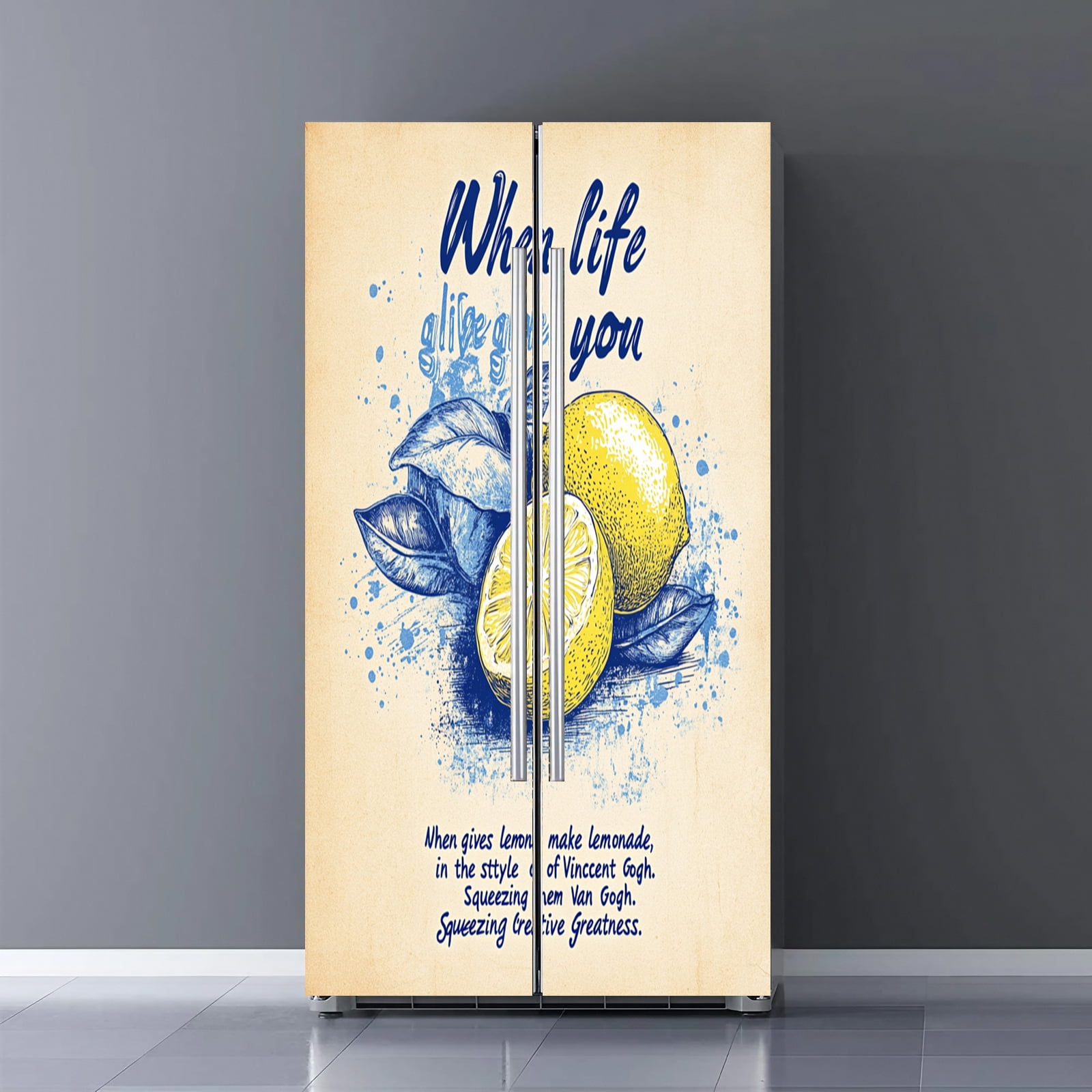 Fridge Door Wrap Vinyl Sticker Decor Front Refrigerator PVC Wallpaper ...