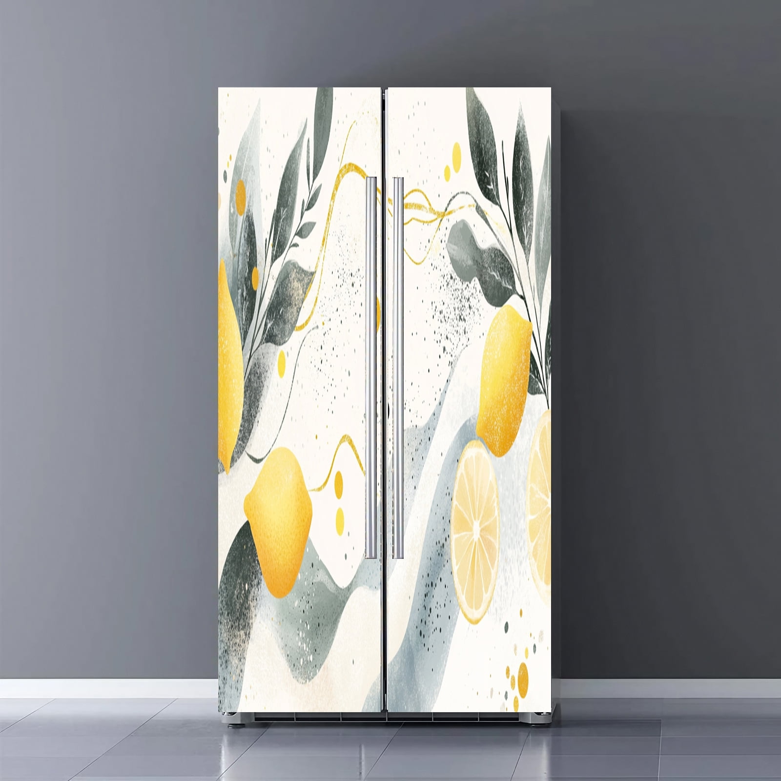 Fridge Door Wrap Vinyl Sticker Decor Front Refrigerator PVC Wallpaper ...