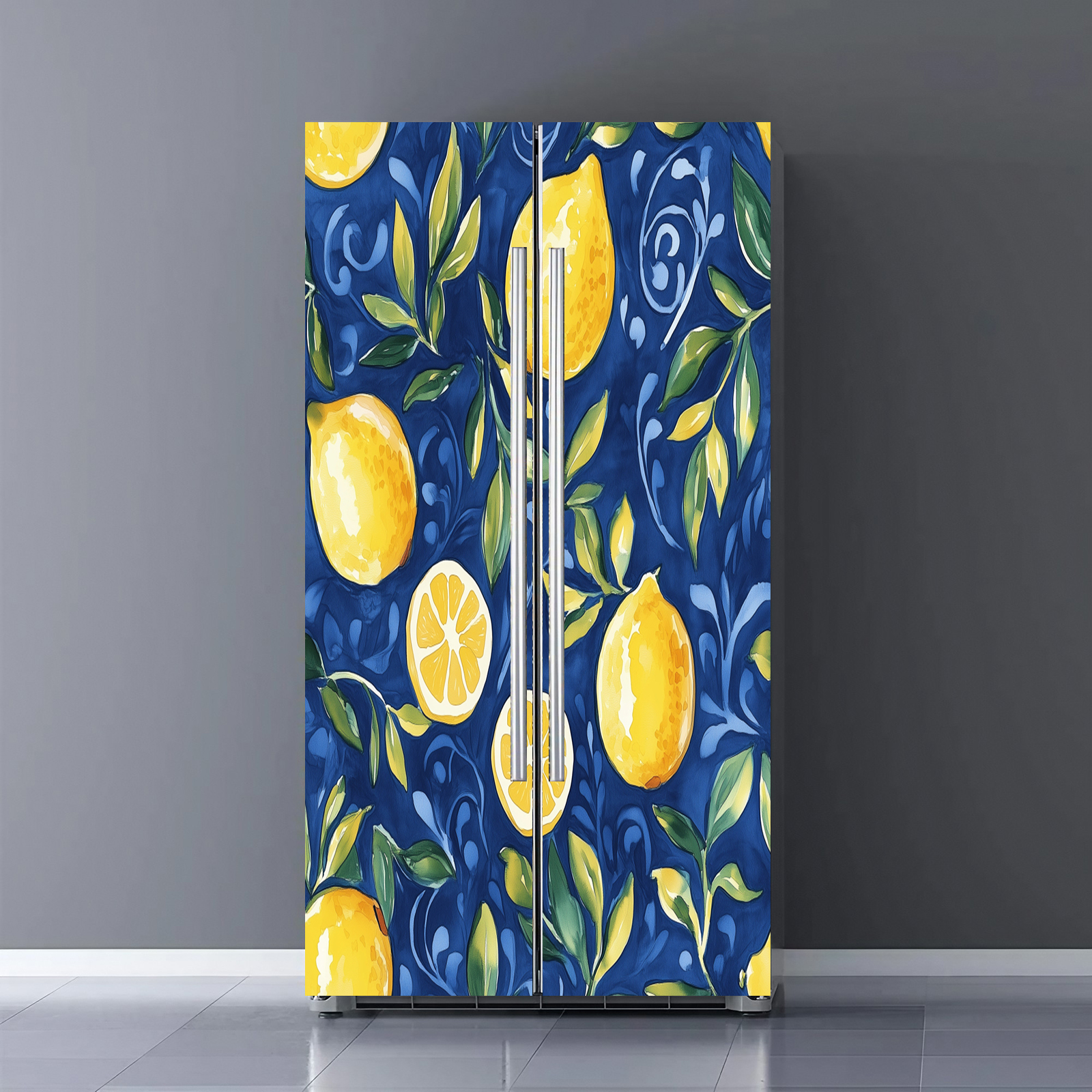 Fridge Door Wrap Vinyl Sticker Decor Front Refrigerator PVC Wallpaper ...