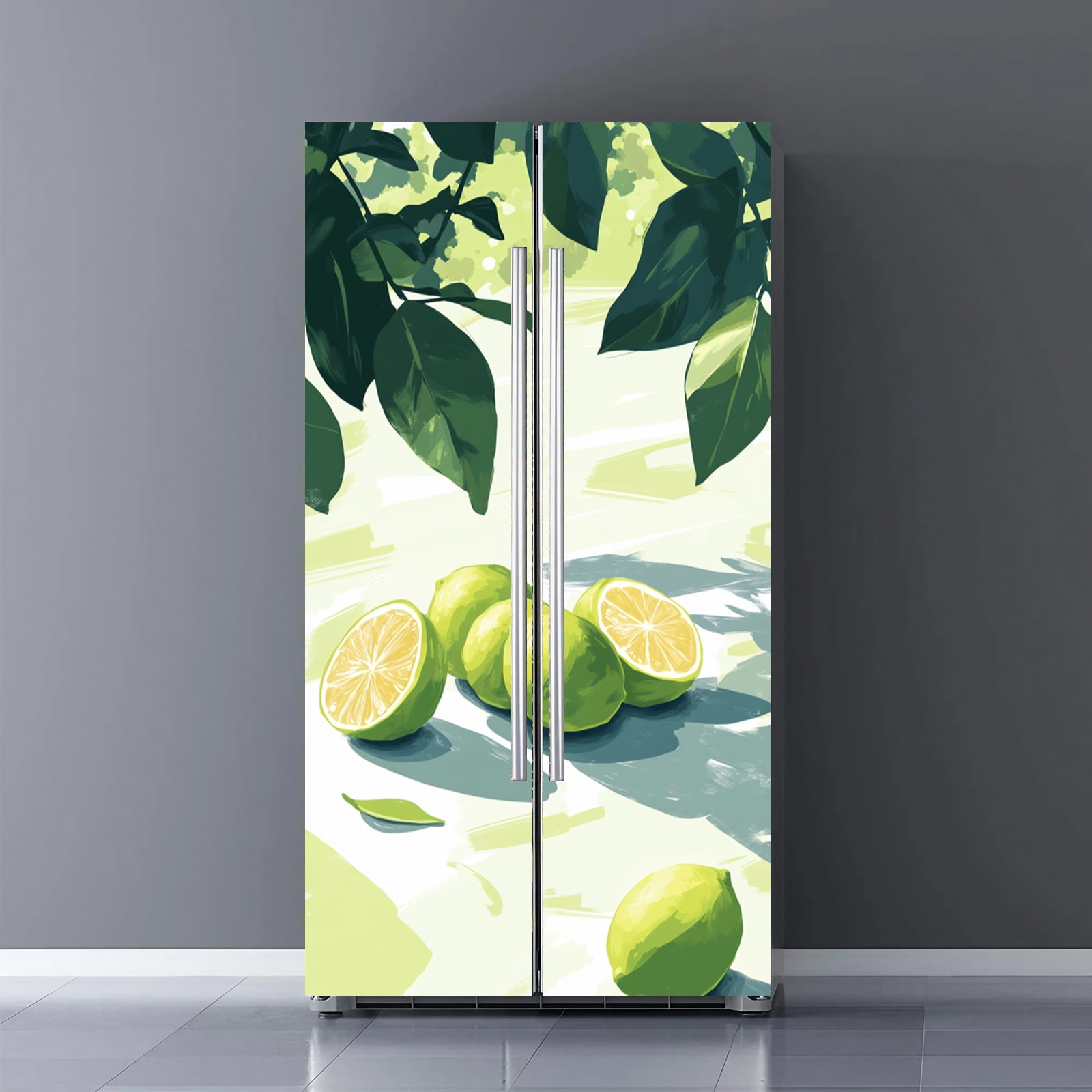 Fridge Door Wrap Vinyl Sticker Decor Front Refrigerator PVC Wallpaper ...