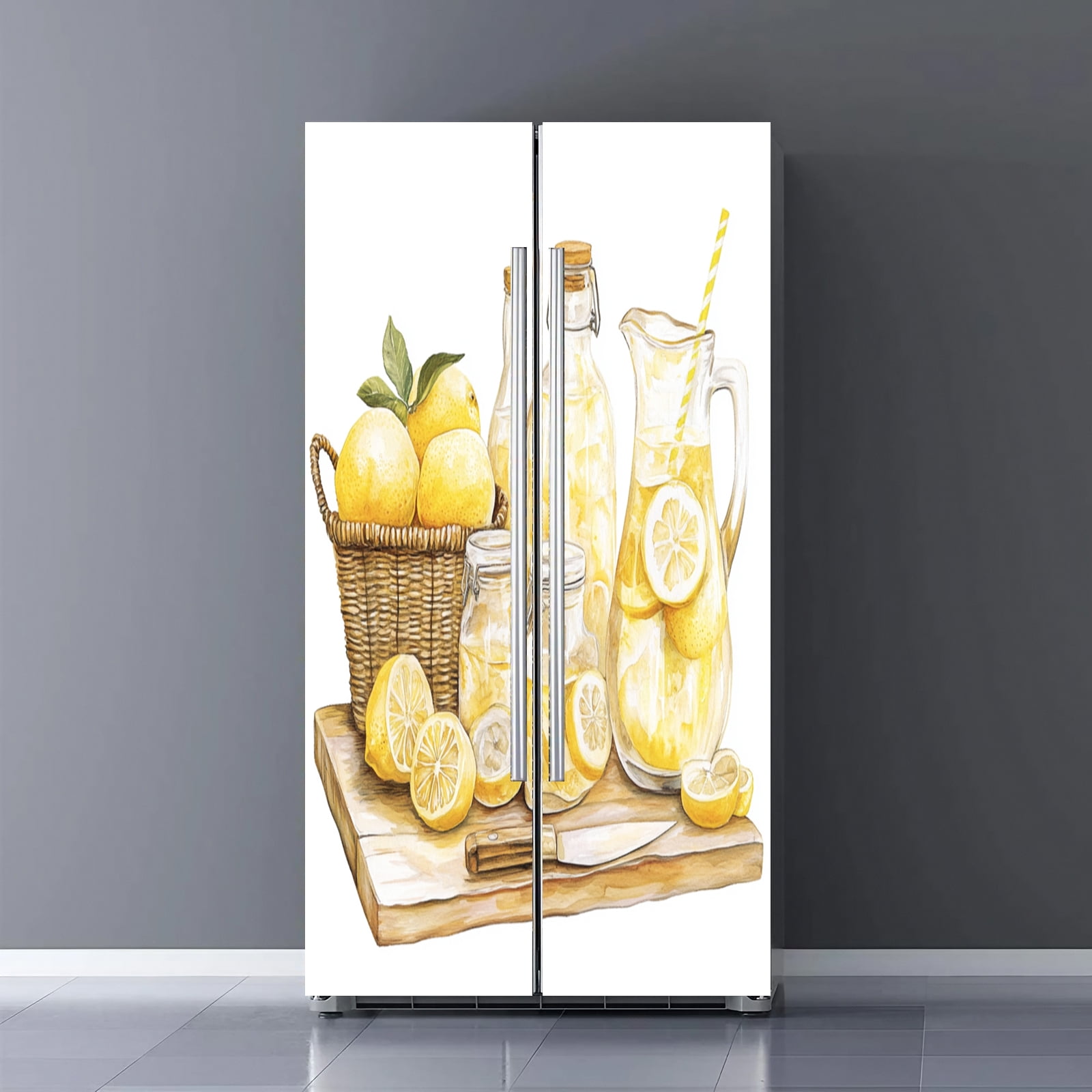 Fridge Door Wrap Vinyl Sticker Decor Front Refrigerator PVC Wallpaper ...