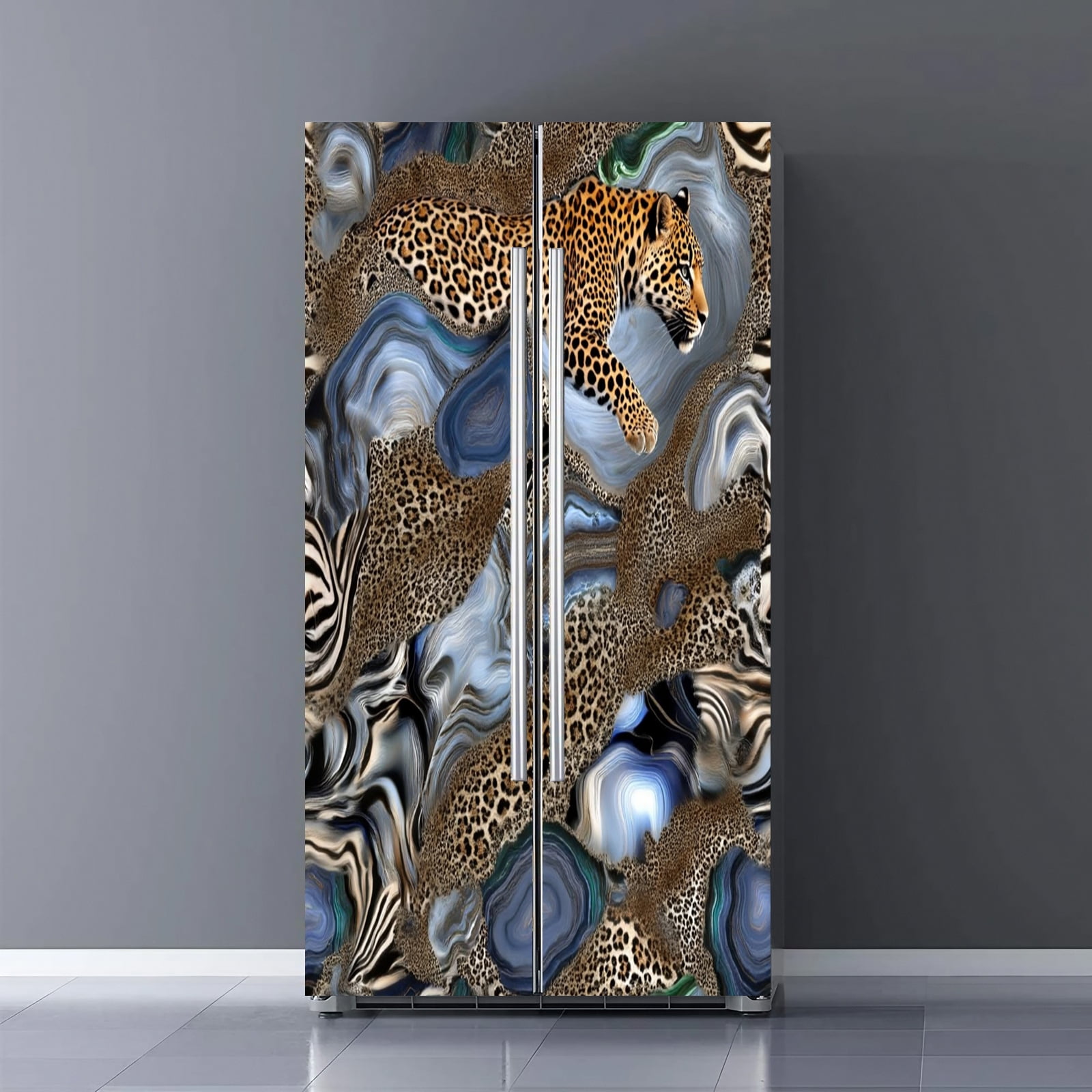 Fridge Door Wrap Vinyl Sticker Decor Front Refrigerator PVC Wallpaper ...