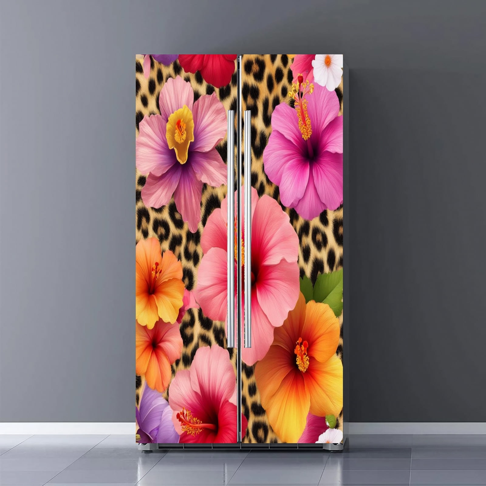 Fridge Door Wrap Vinyl Sticker Decor Front Refrigerator PVC Wallpaper ...