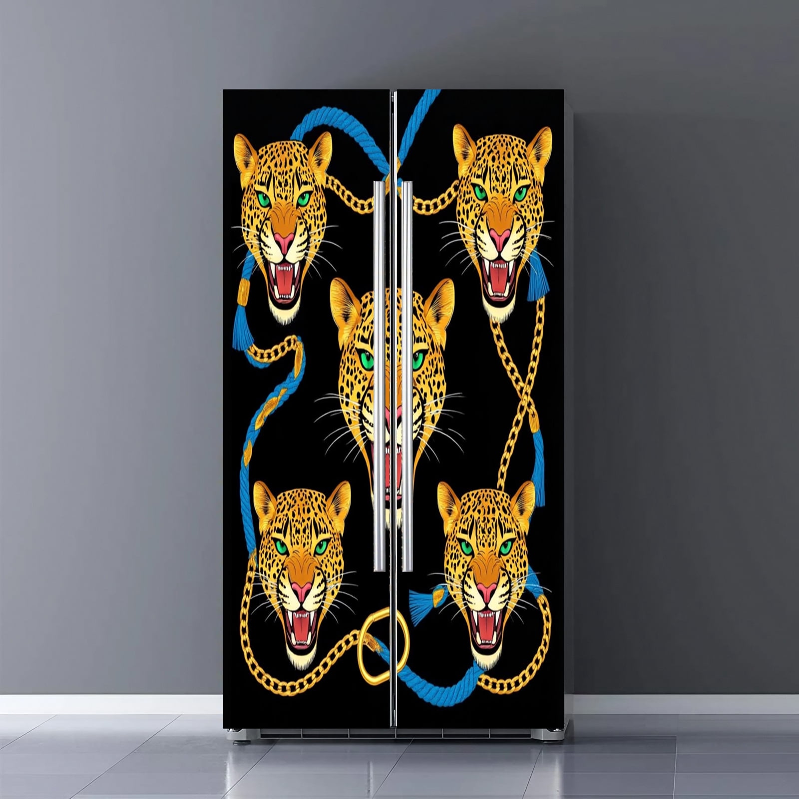Fridge Door Wrap Vinyl Sticker Decor Front Refrigerator PVC Wallpaper ...