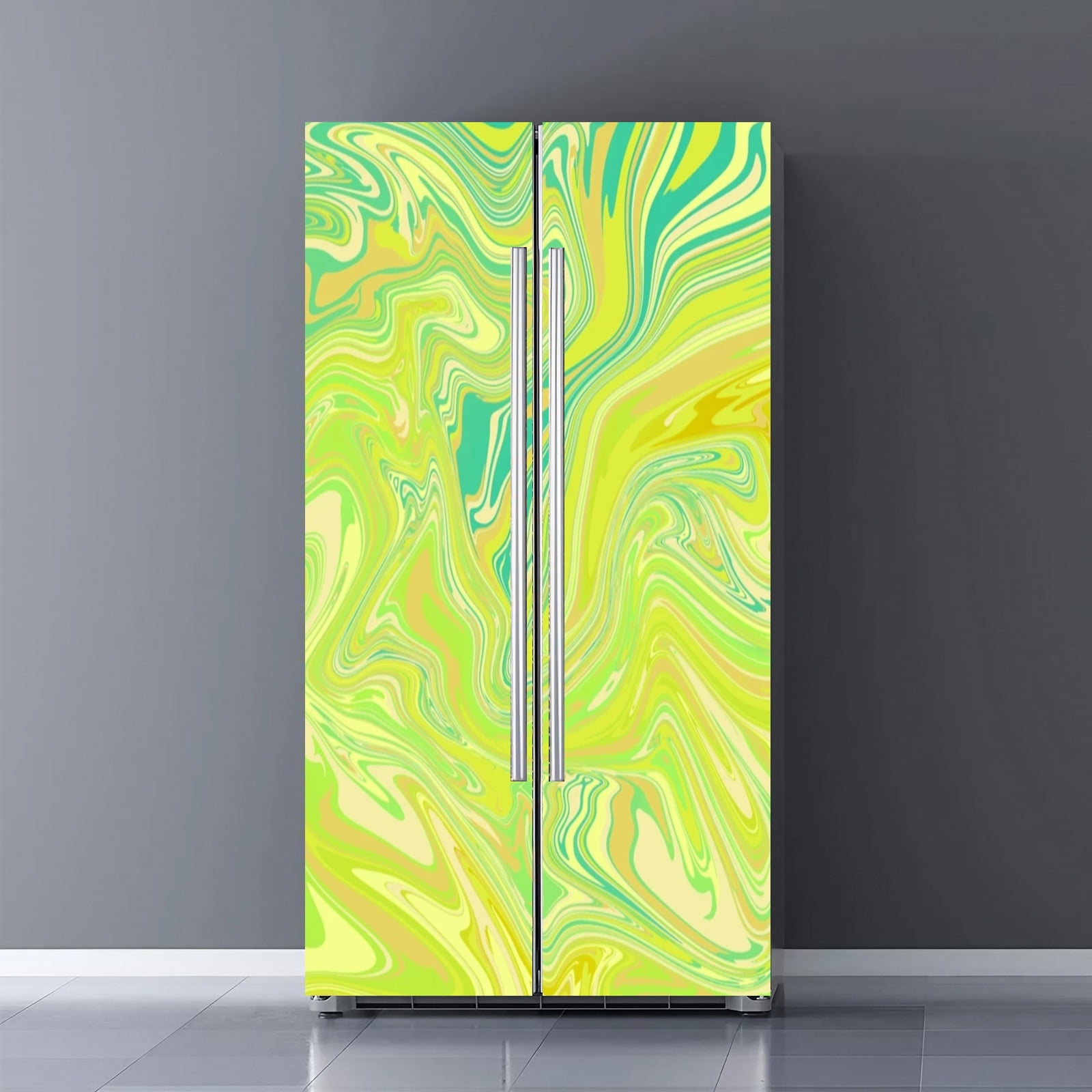 Fridge Door Wrap Vinyl Sticker Decor Front Refrigerator PVC Wallpaper ...