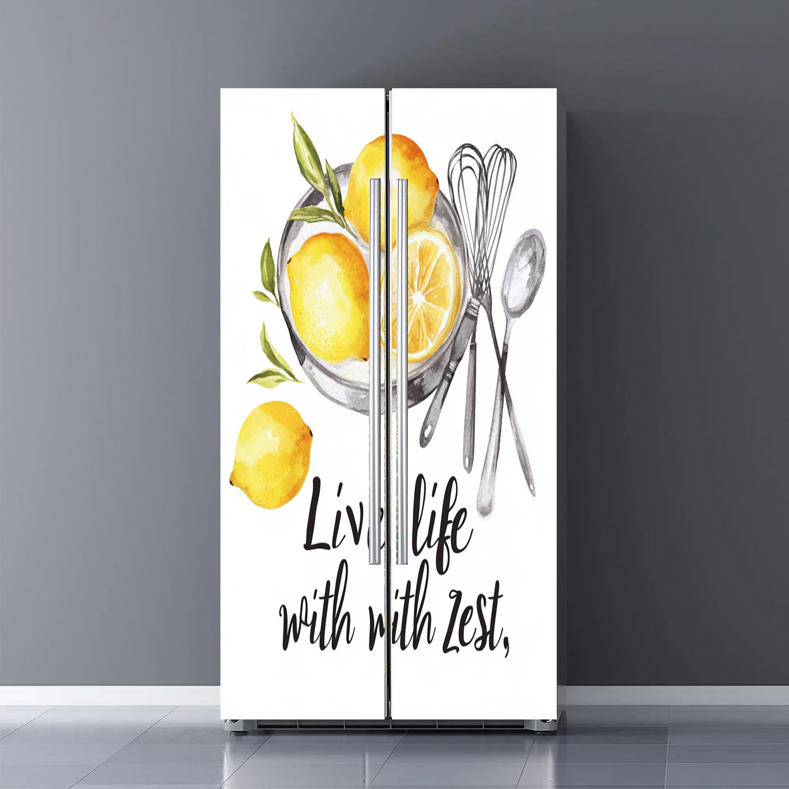 Fridge Door Wrap Vinyl Sticker Decor Front Refrigerator PVC Wallpaper ...