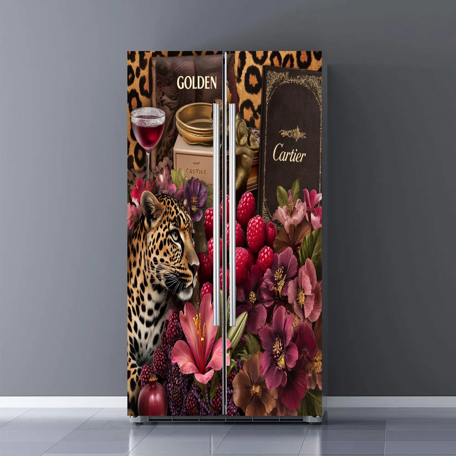 Fridge Door Wrap Vinyl Sticker Decor Front Refrigerator PVC Wallpaper ...