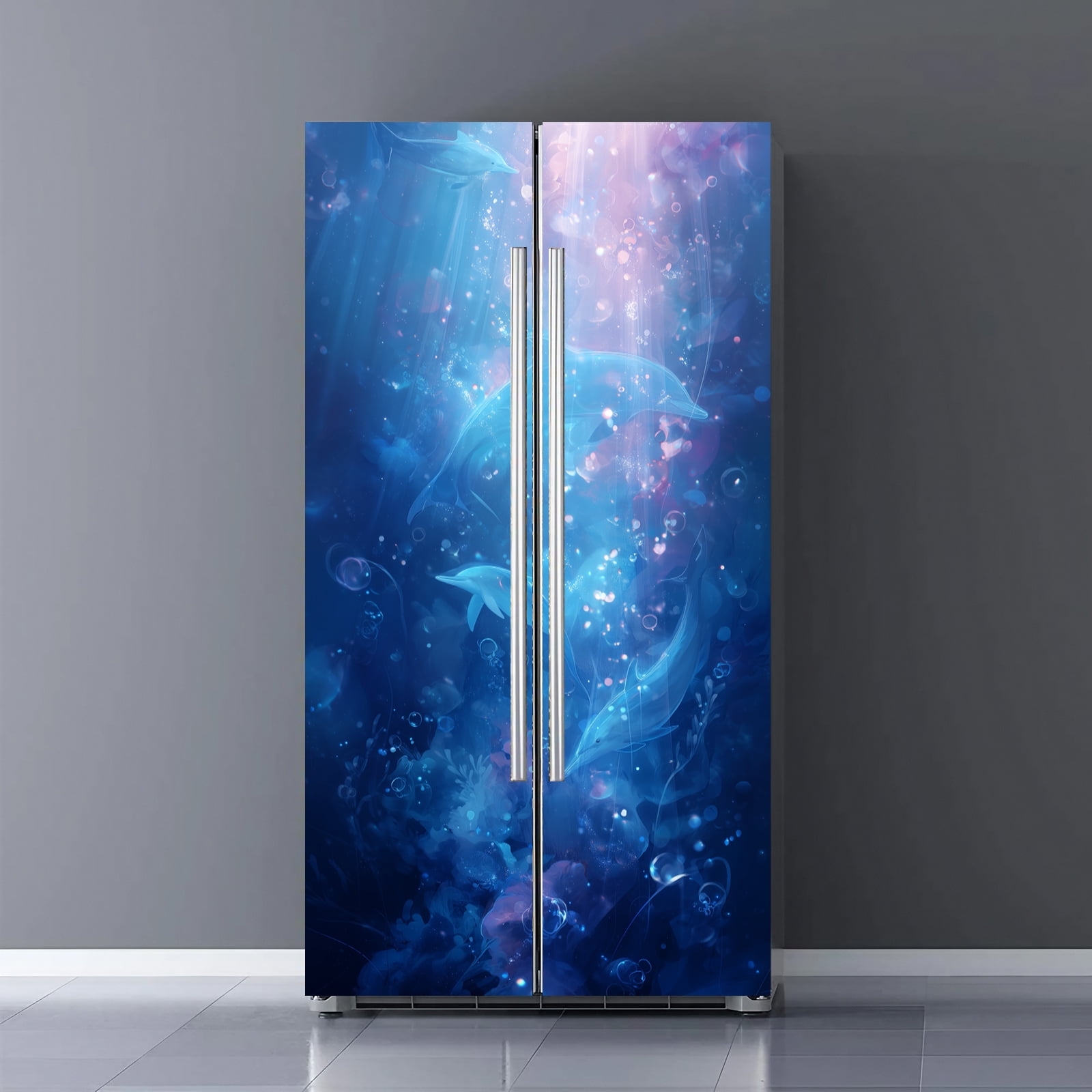 Fridge Door Wrap Vinyl Sticker Decor Front Refrigerator PVC Wallpaper ...