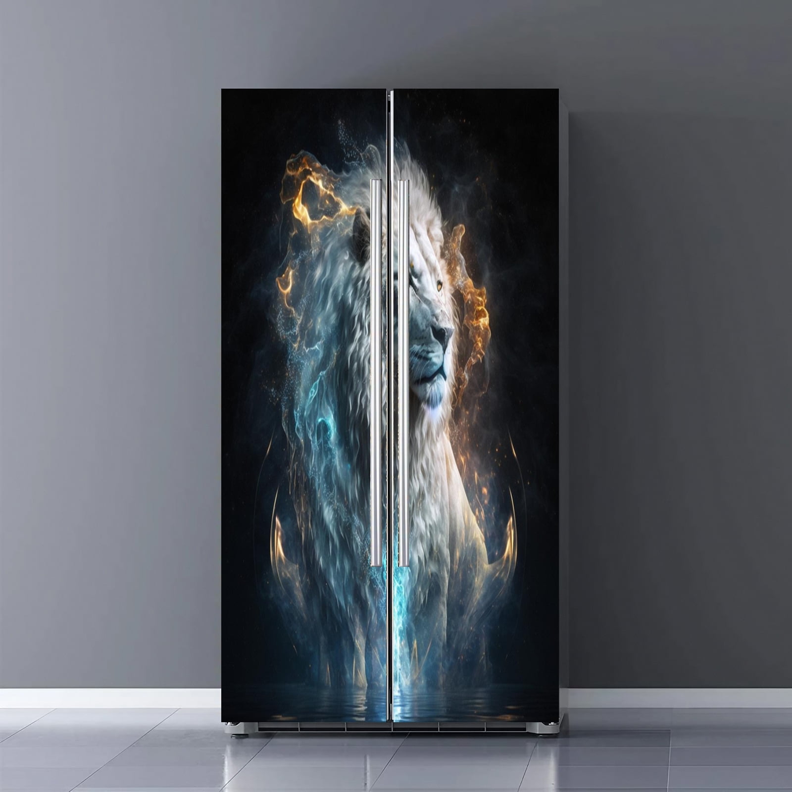 Fridge Door Wrap Vinyl Sticker Decor Front Refrigerator PVC Wallpaper ...